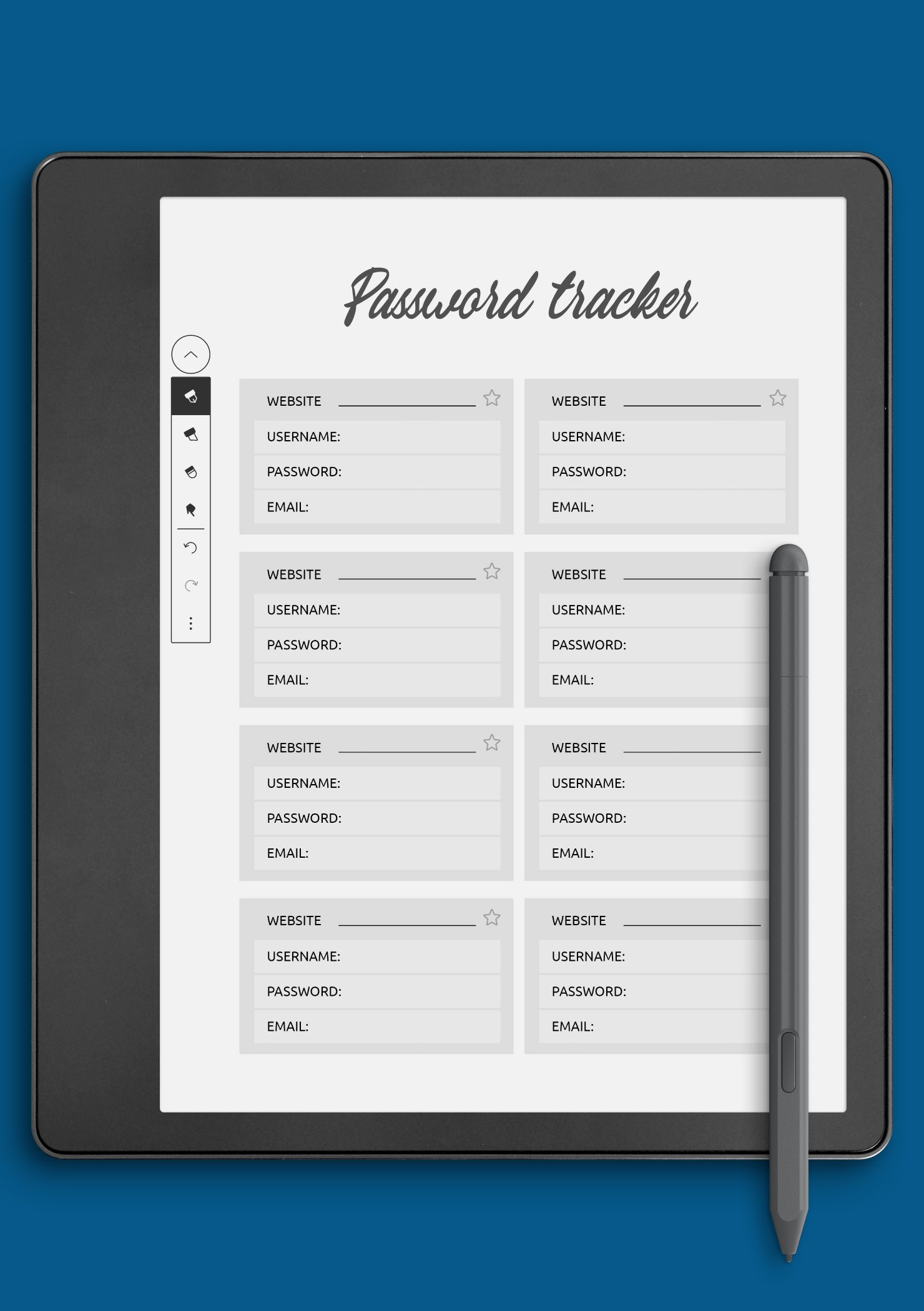 Download Printable Blush Pink Password Tracker Template PDF