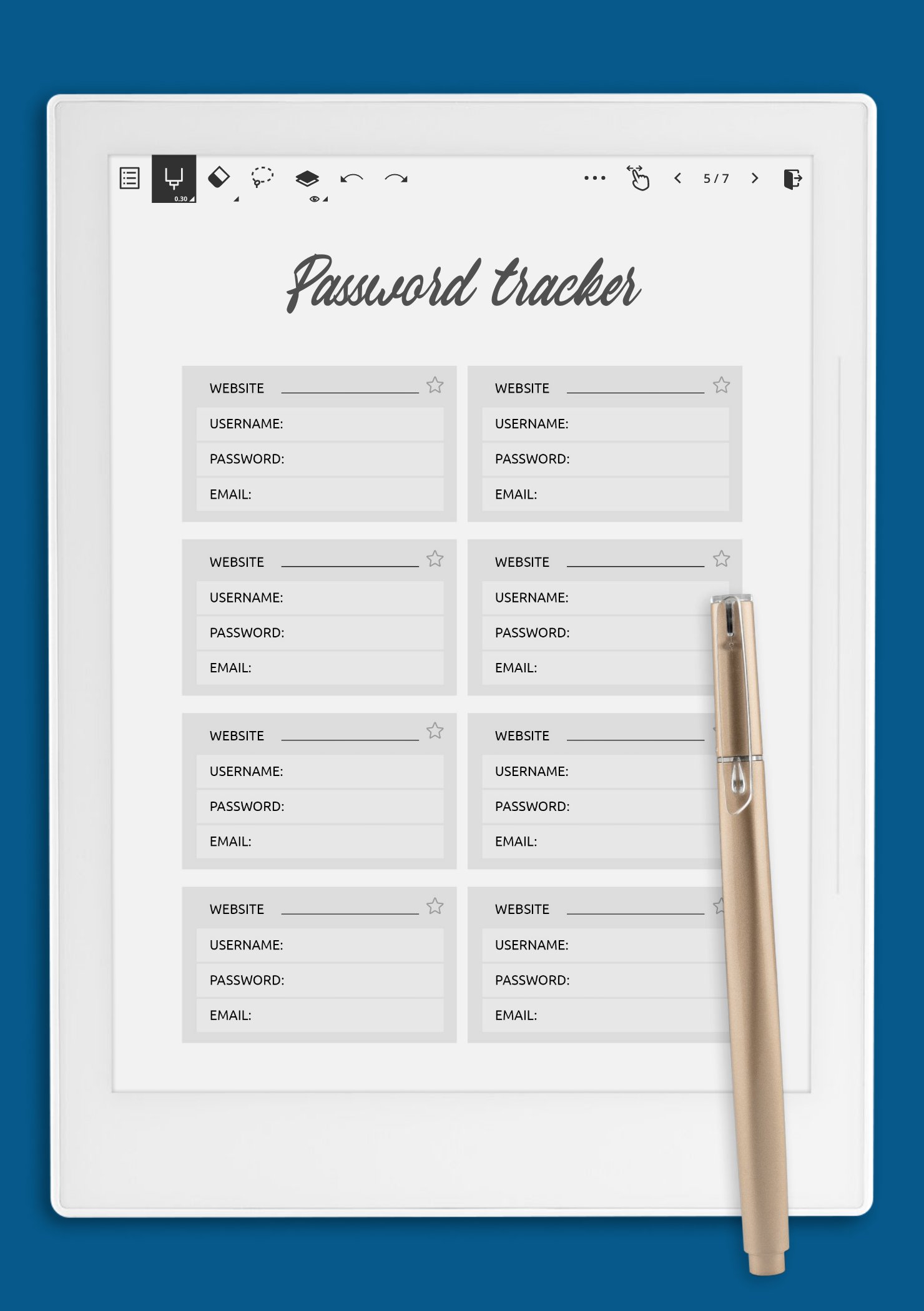 Download Printable Blush Pink Password Tracker Template PDF