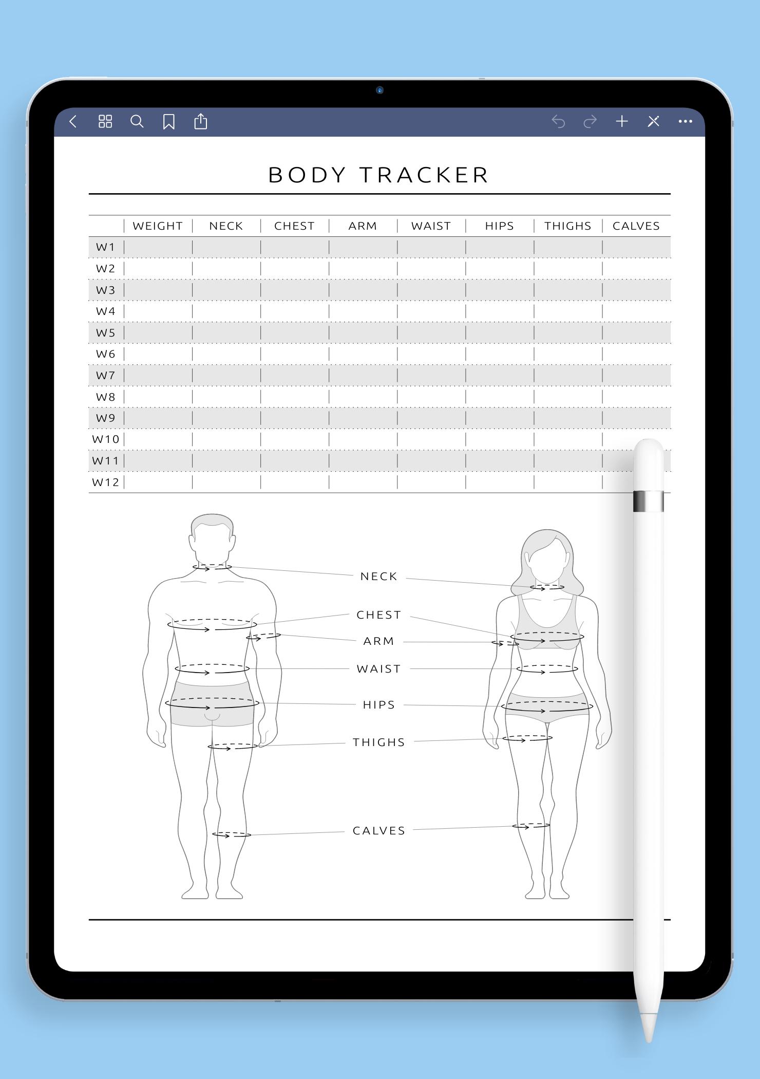 Download Printable Body Tracker Template PDF