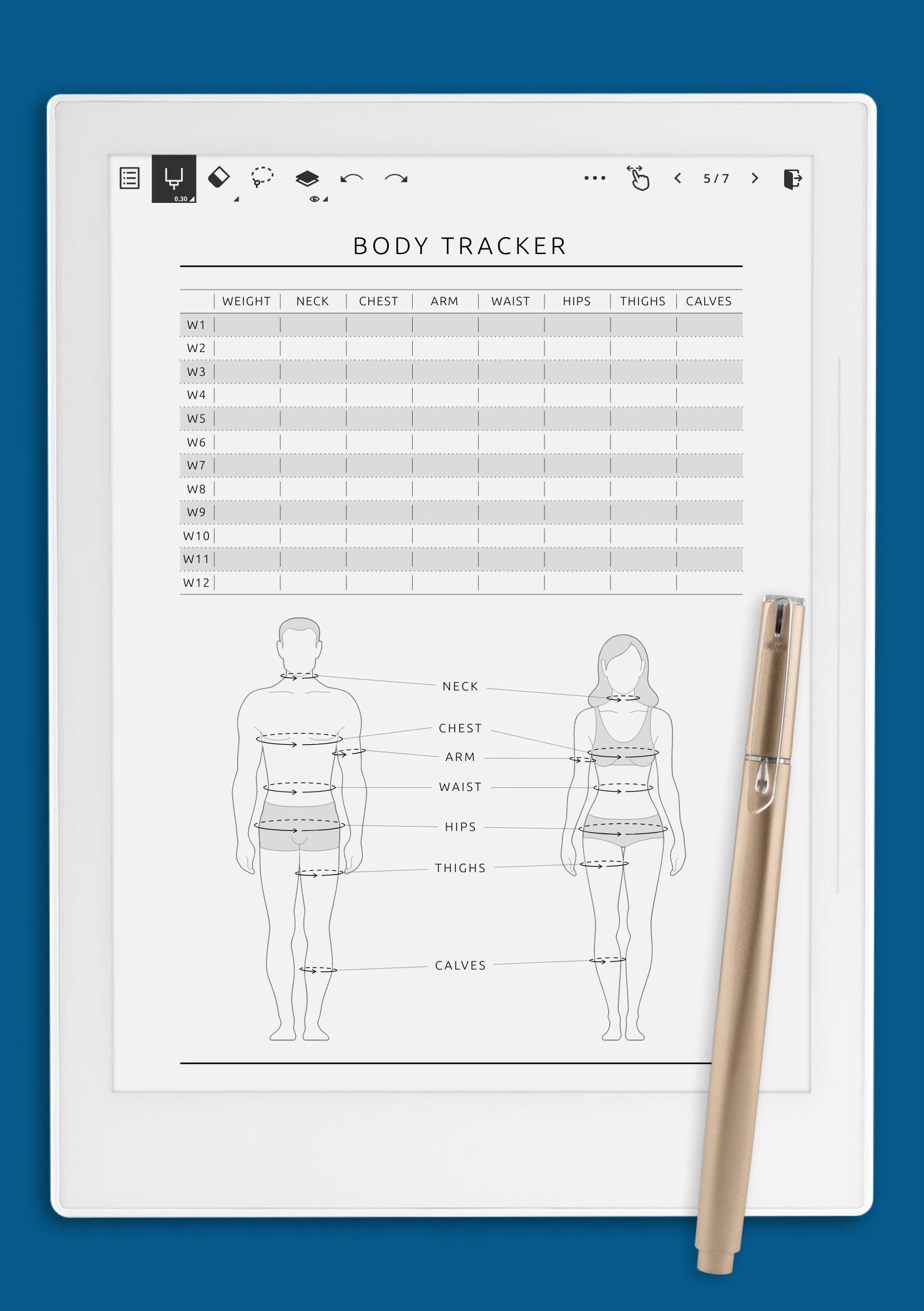 Download Printable Body Tracker Template PDF