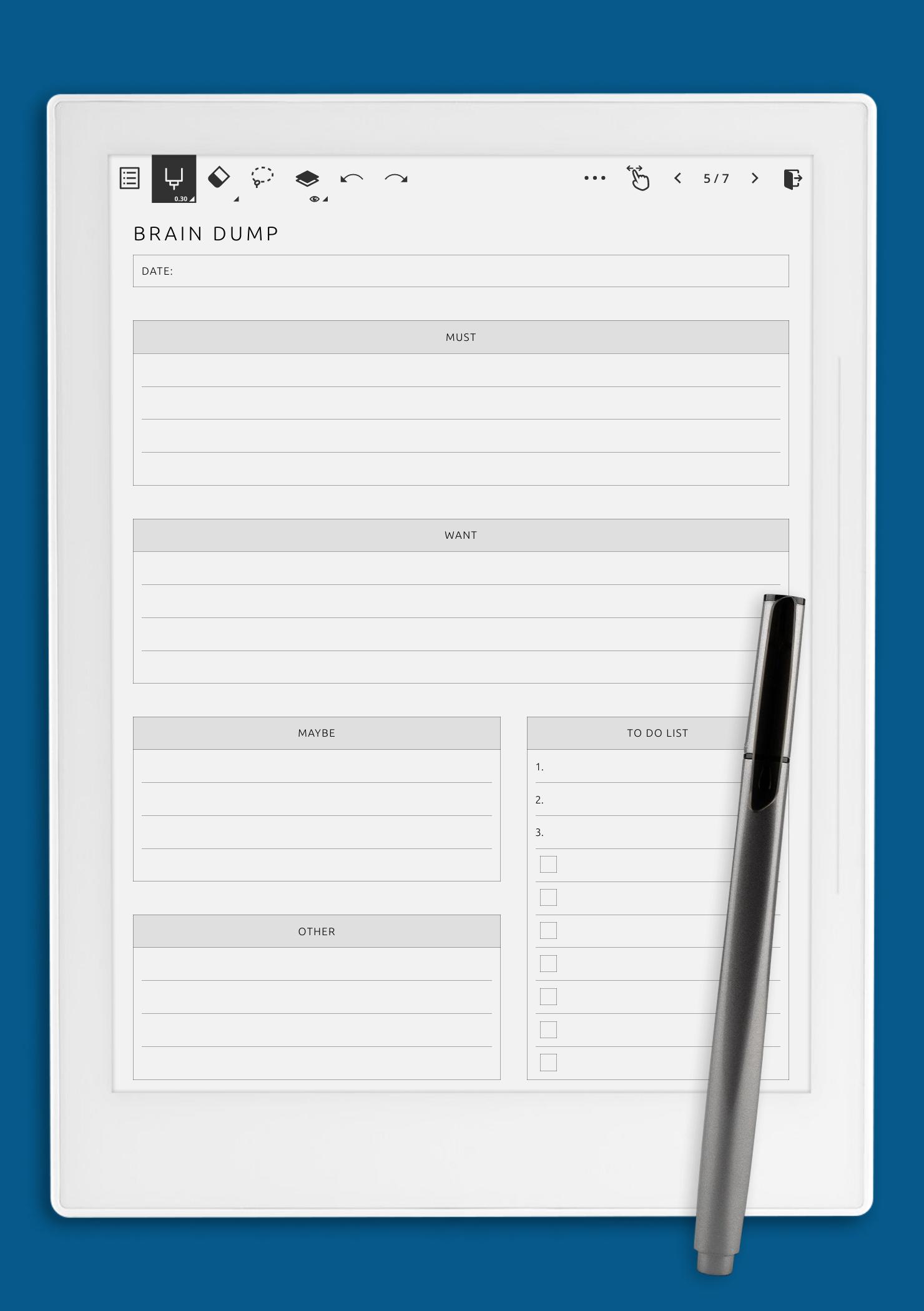 Brain Dump Template – Digital & Printable PDF for Clarity