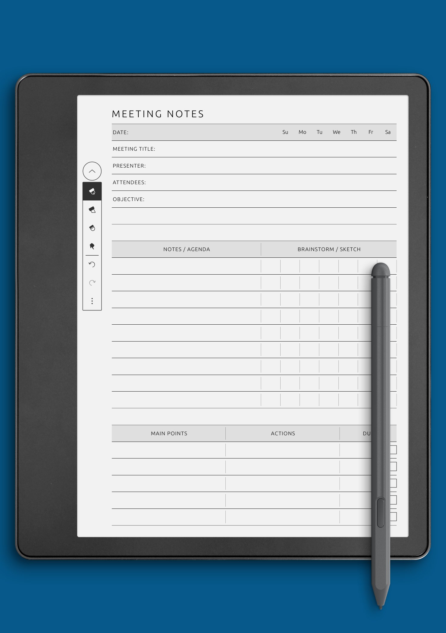 Download Printable Business Meeting Notes Template PDF