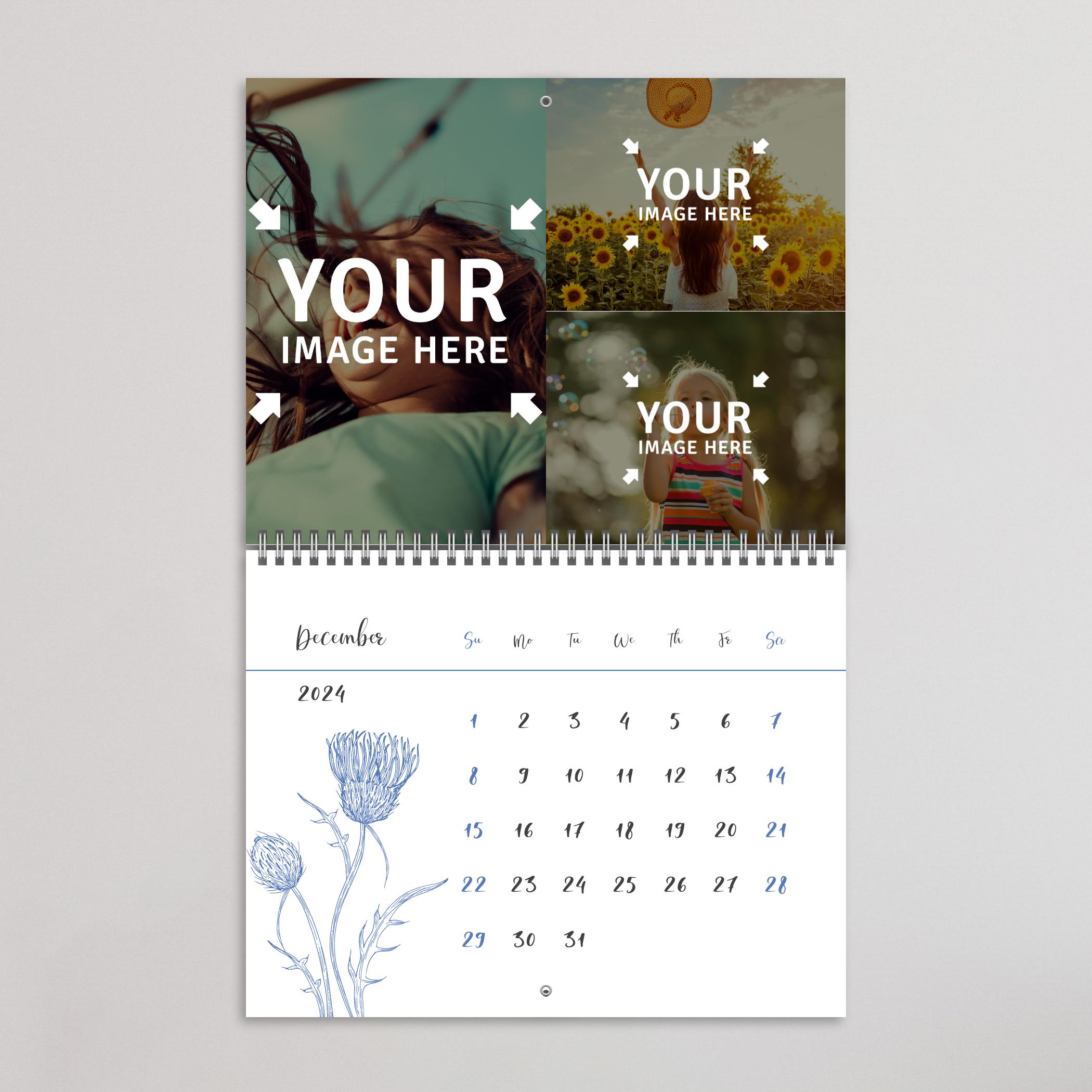 Custom Field Flowers Photo Calendar - Create Wall Calendar with Unique ...