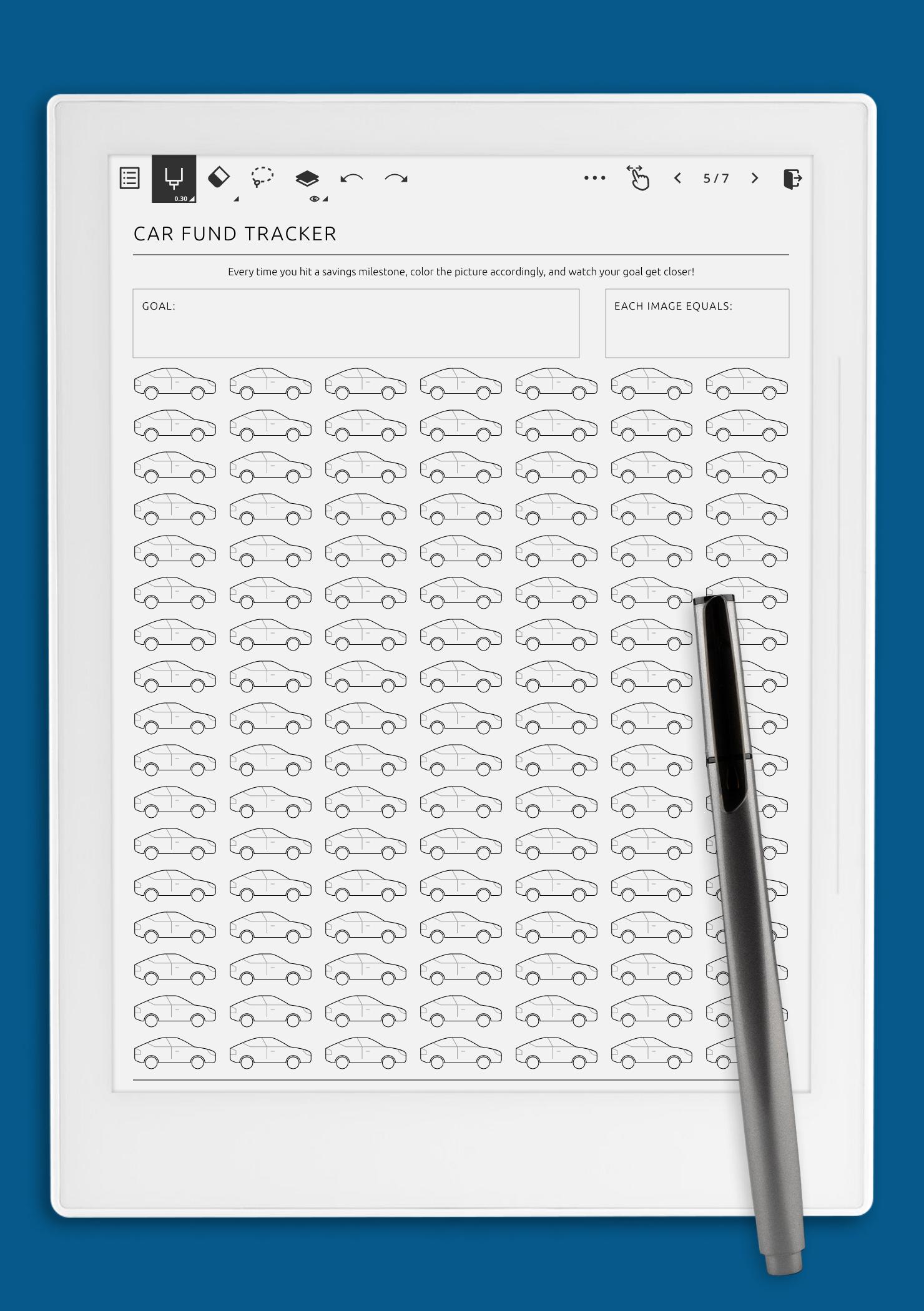Get Car Fund Tracker PDF: Printable or Digital Template for reMarkable ...