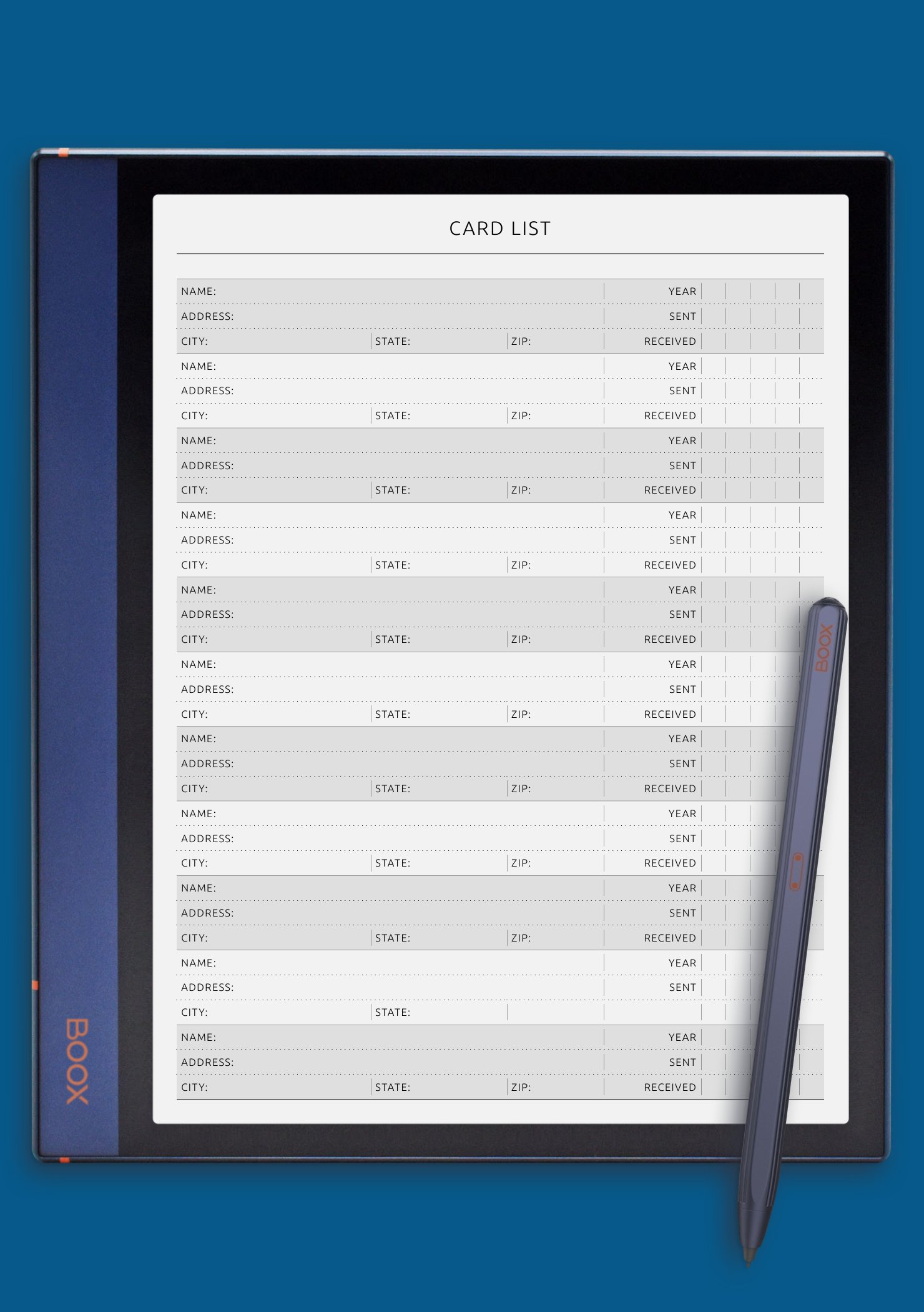 Download Printable Cards List Tracker PDF