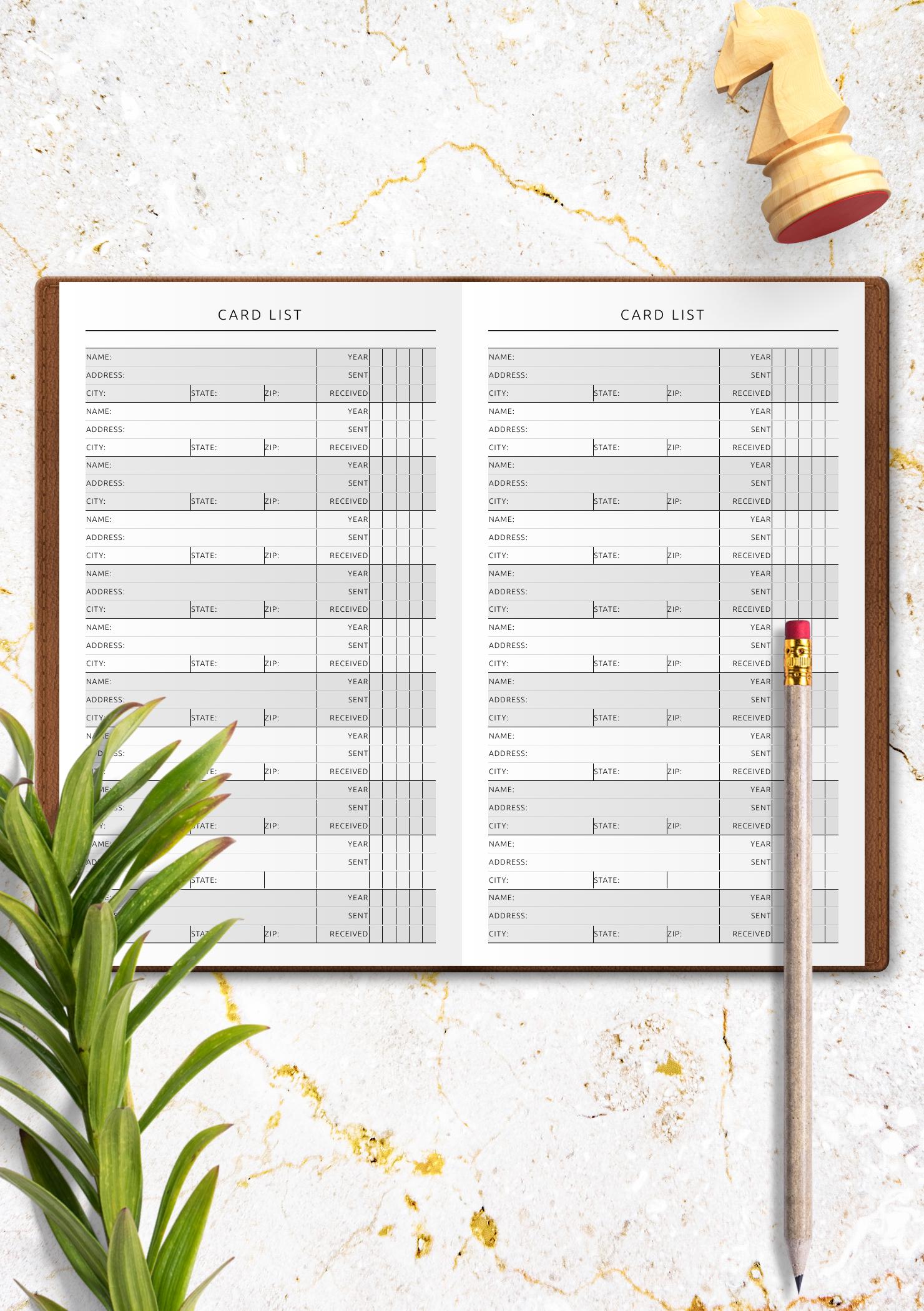 Download Printable Cards List Tracker PDF