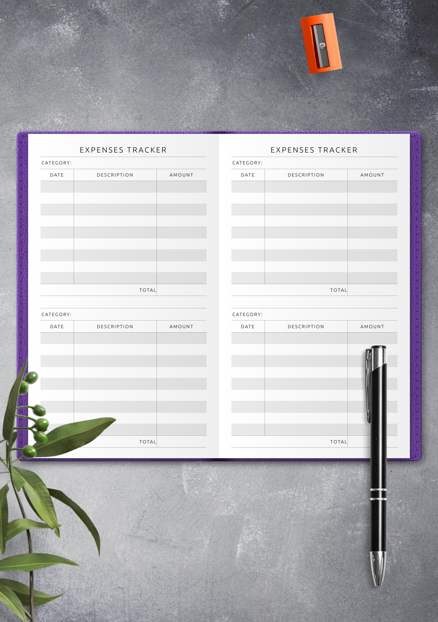 Download Printable Category Expenses Tracker Template PDF