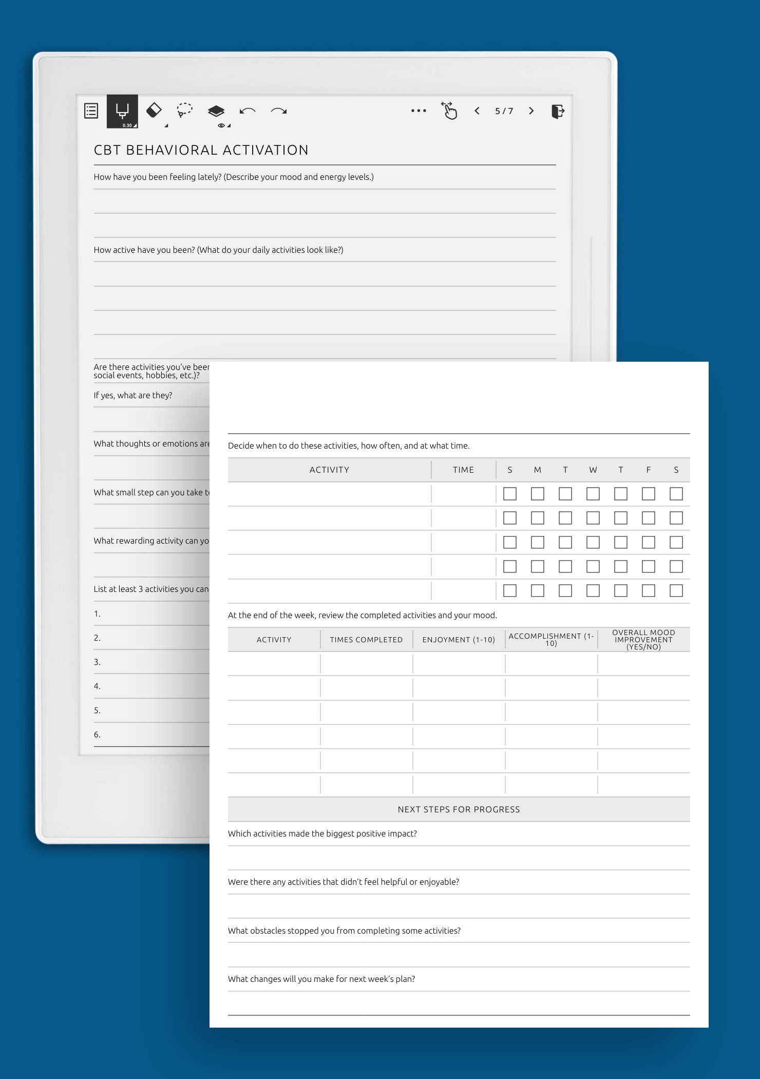 CBT Behavioral Activation Worksheet – Boost Mood Through Action