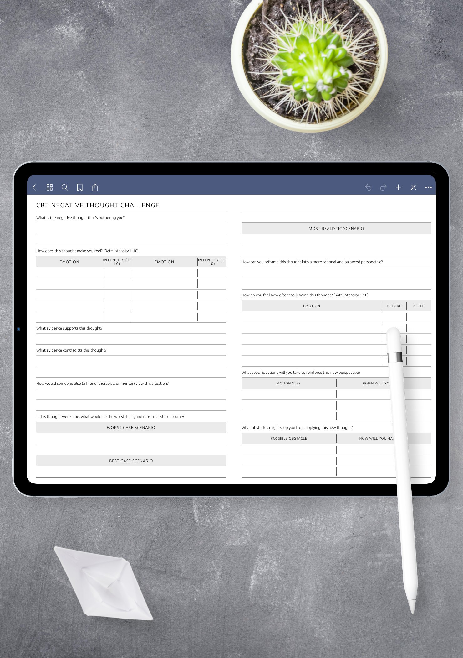 CBT Negative Thought Challenge – Reframe & Replace Harmful Beliefs