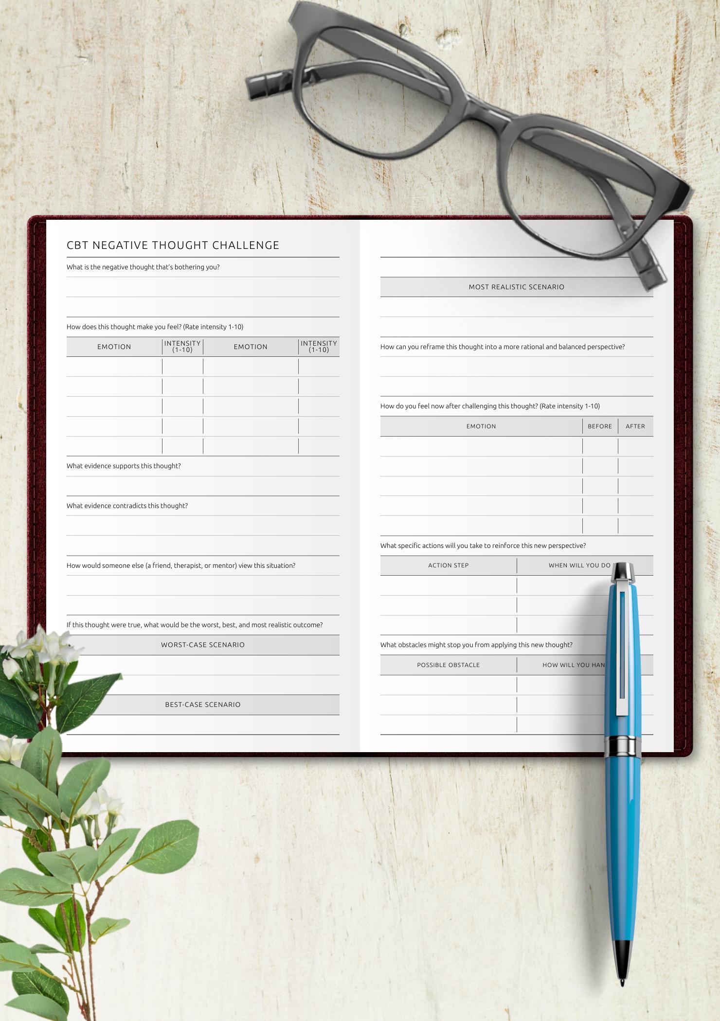 CBT Negative Thought Challenge – Reframe & Replace Harmful Beliefs