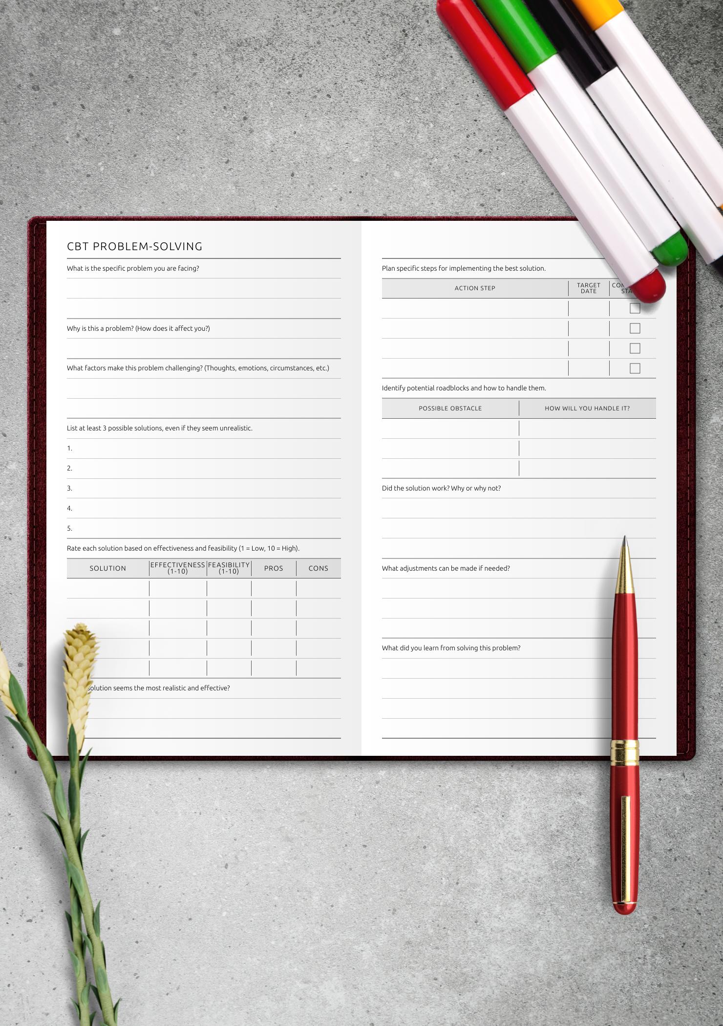 CBT Problem-Solving Worksheet – Tackle Challenges Clearly