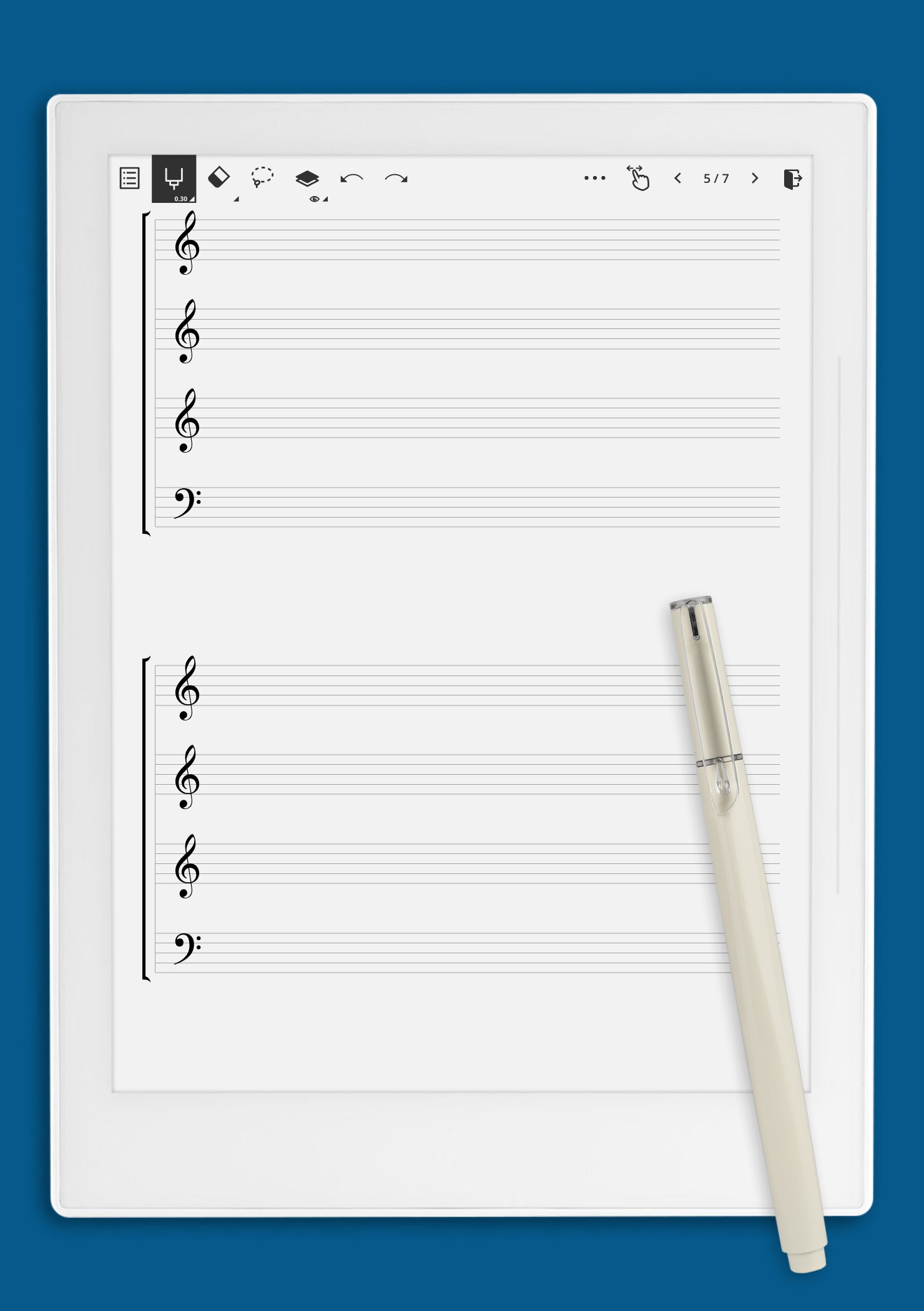 Download Choral Staff Template – 3 Treble + Bass Clef (Printable Open ...