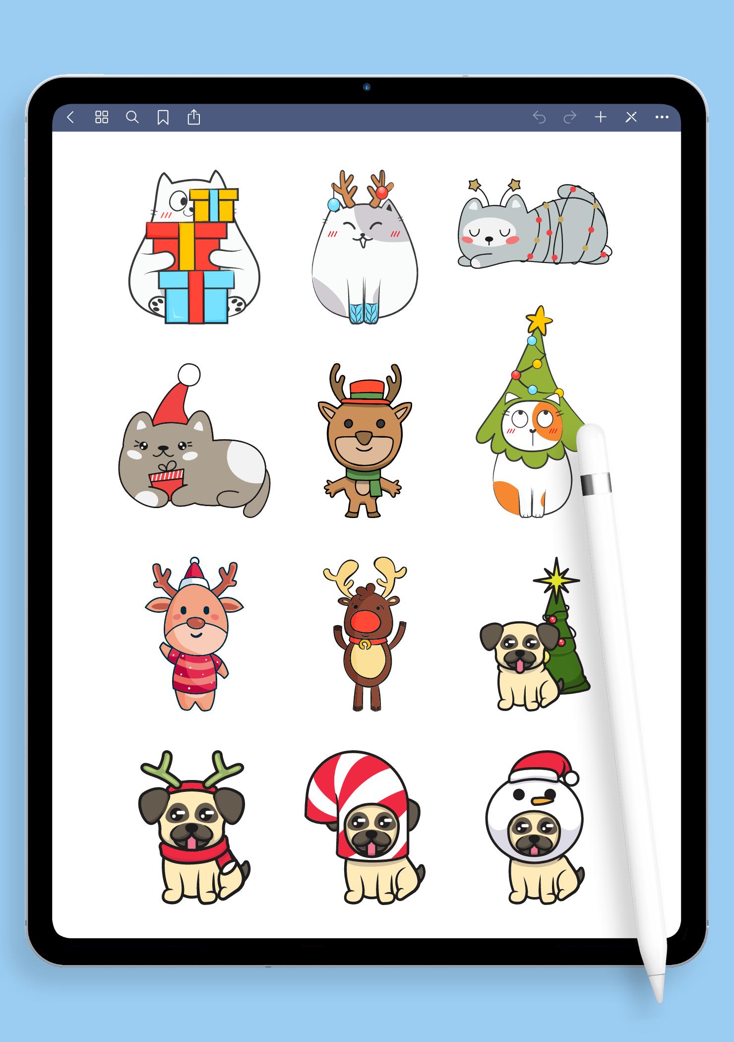 Christmas Animals Stickers part 1