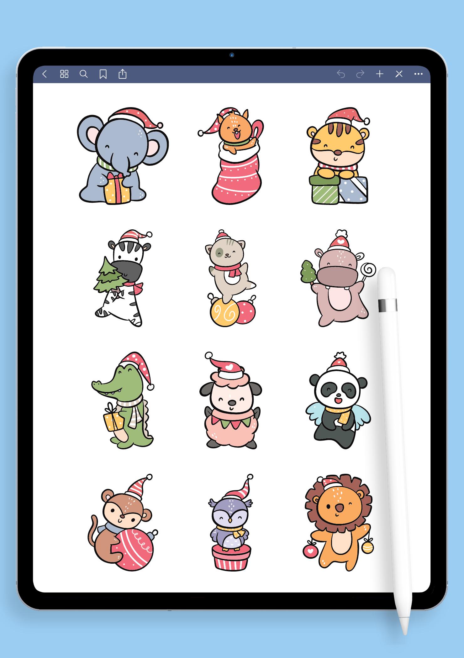 Christmas Animals Stickers part 1