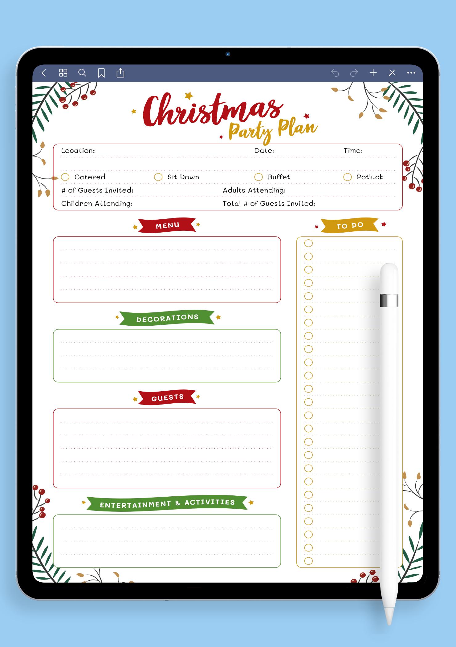 Download Printable Christmas Party Plan PDF