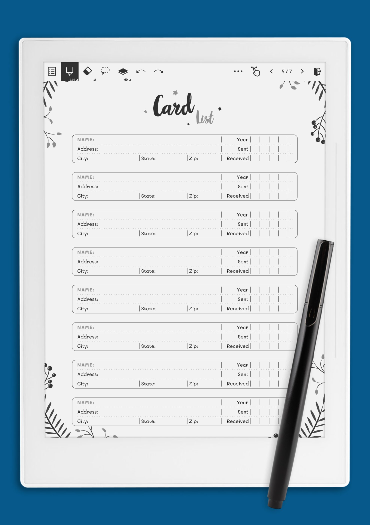 Download Printable Christmas Style - Card List PDF