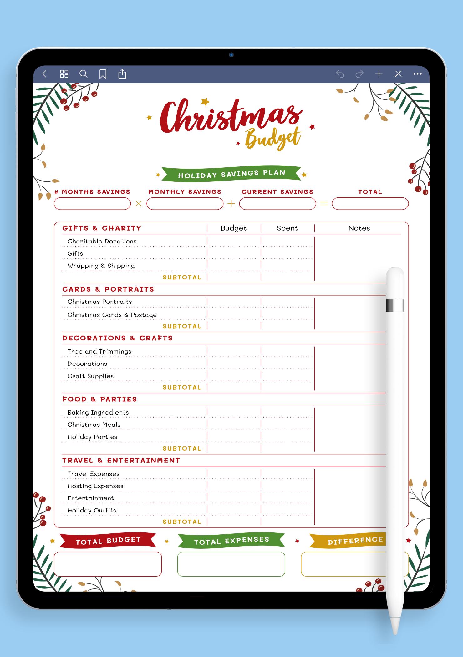 Download Printable Christmas Style - Christmas Budget PDF