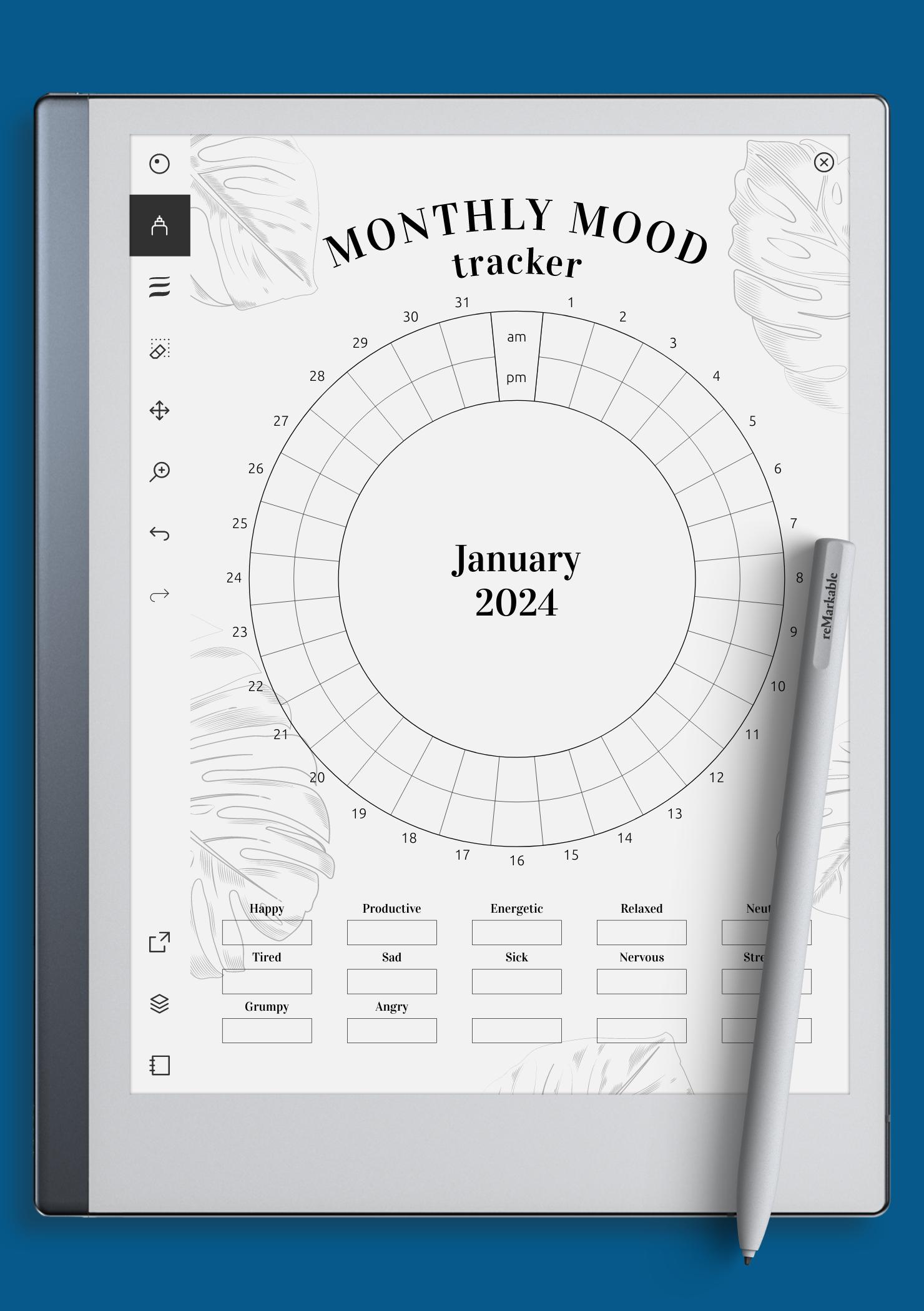 Download Printable Circular Mood Tracker Template PDF