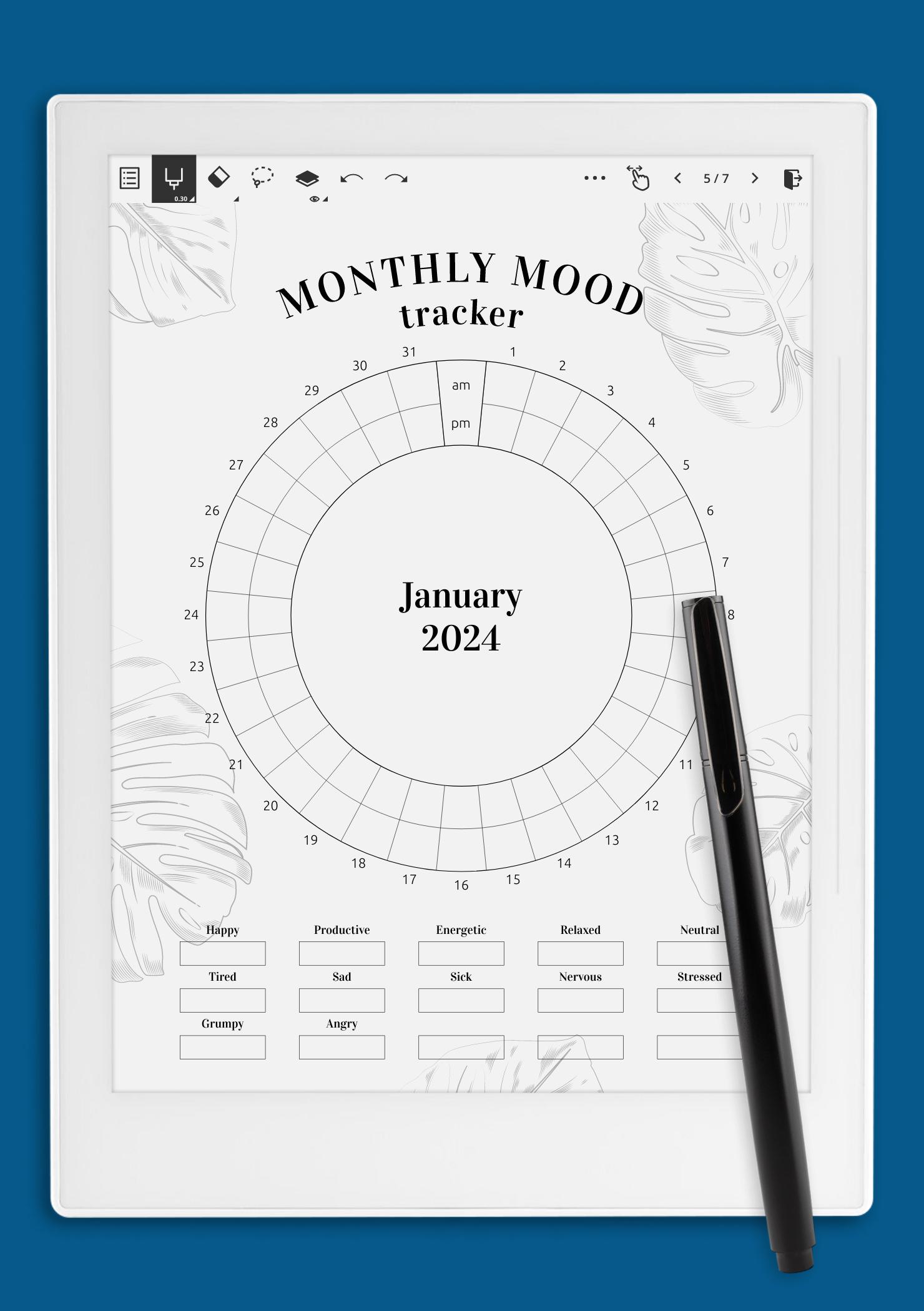Download Printable Circular Mood Tracker Template PDF