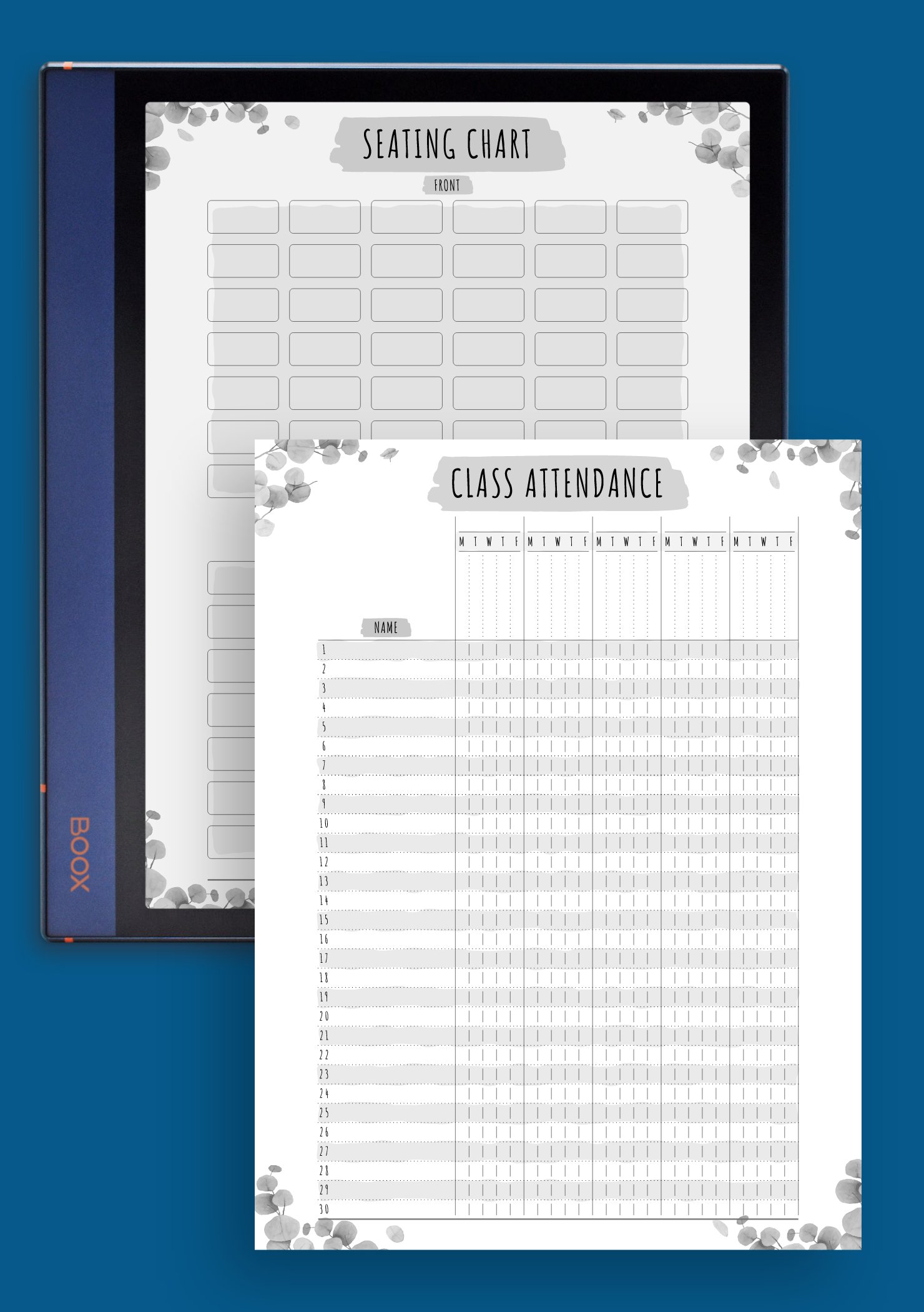 Download Printable Class Attendance & Seating Chart - Floral Style PDF