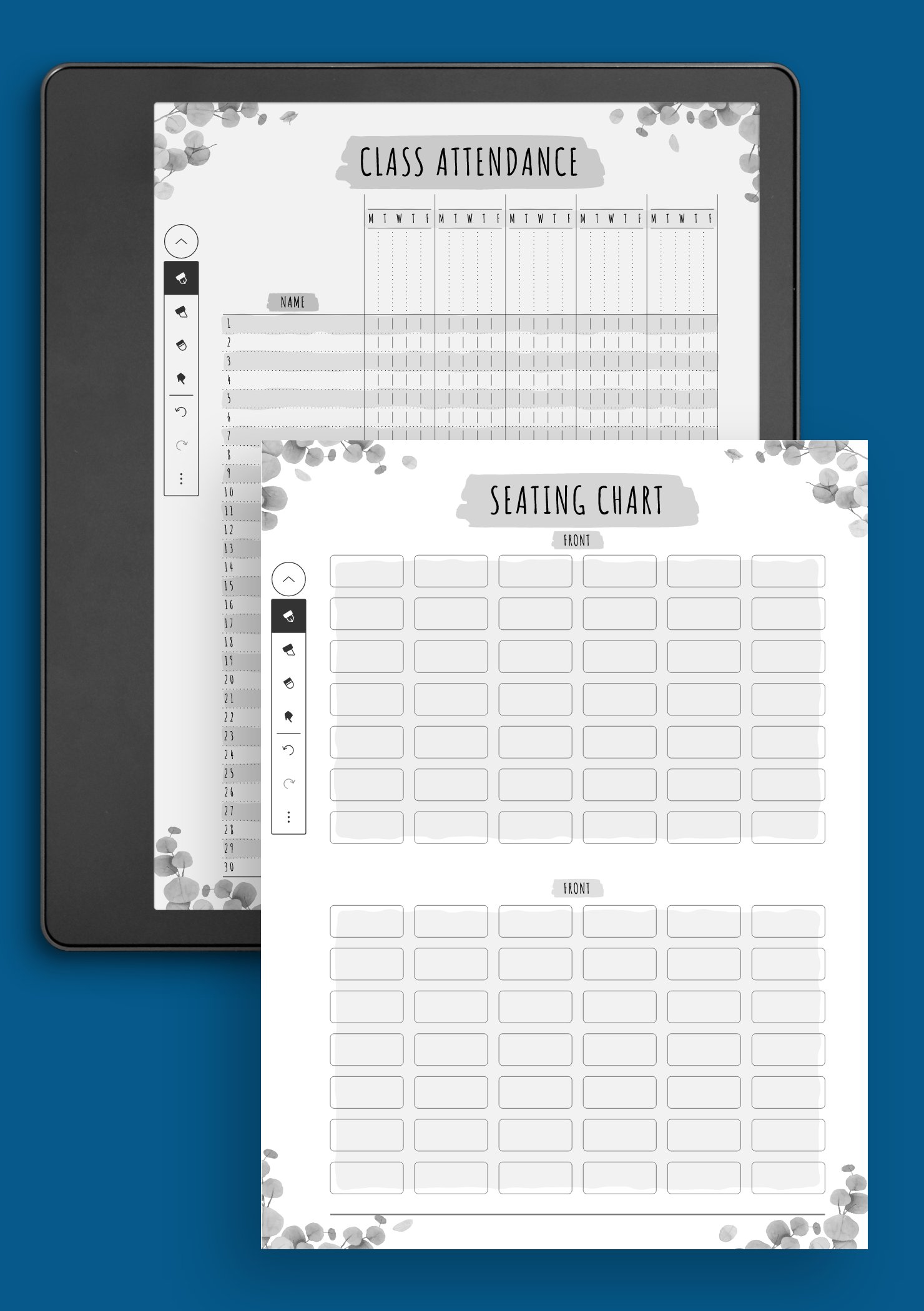 Download Printable Class Attendance & Seating Chart - Floral Style PDF