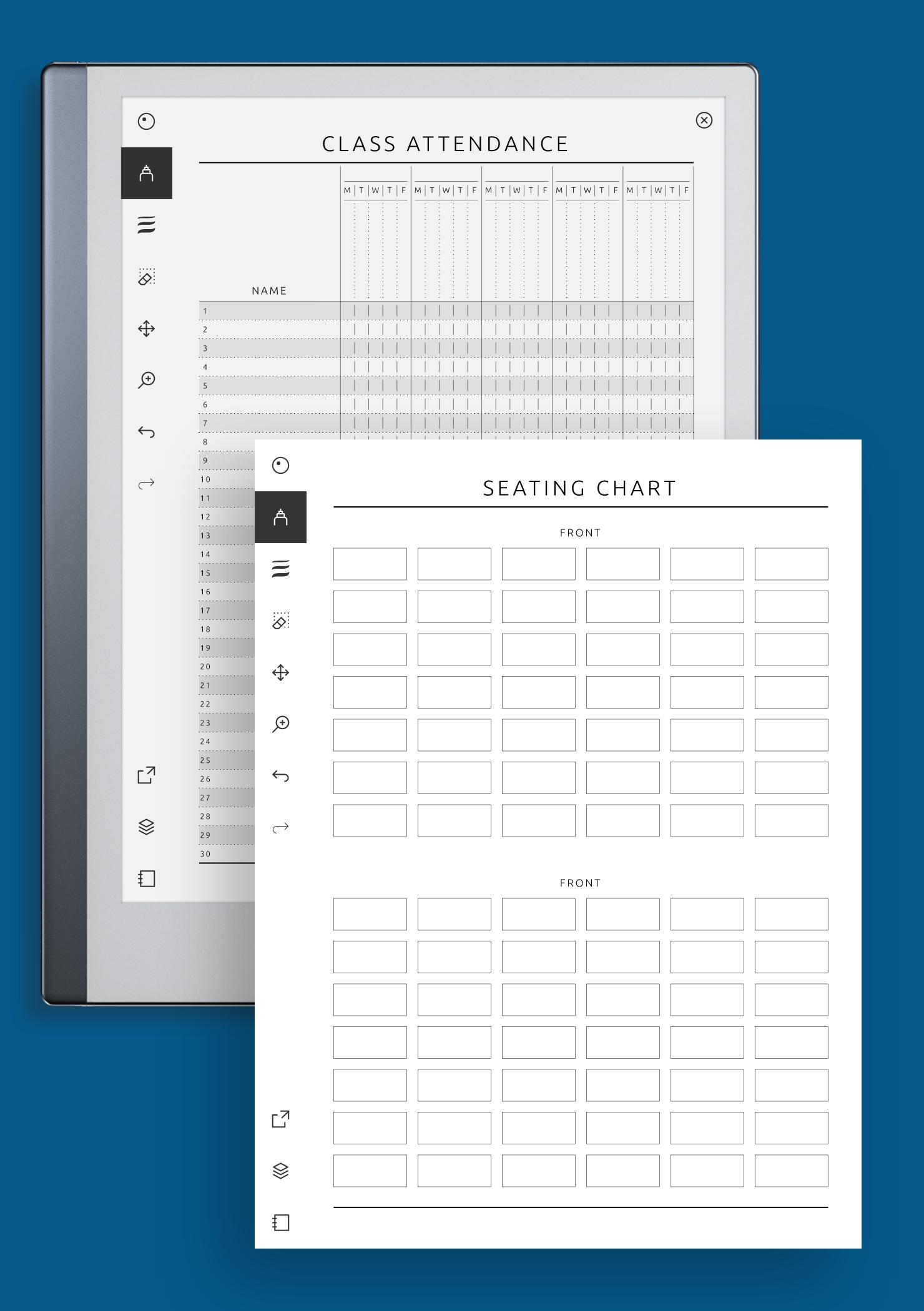 Download Printable Class Attendance & Seating Chart - Original Style PDF