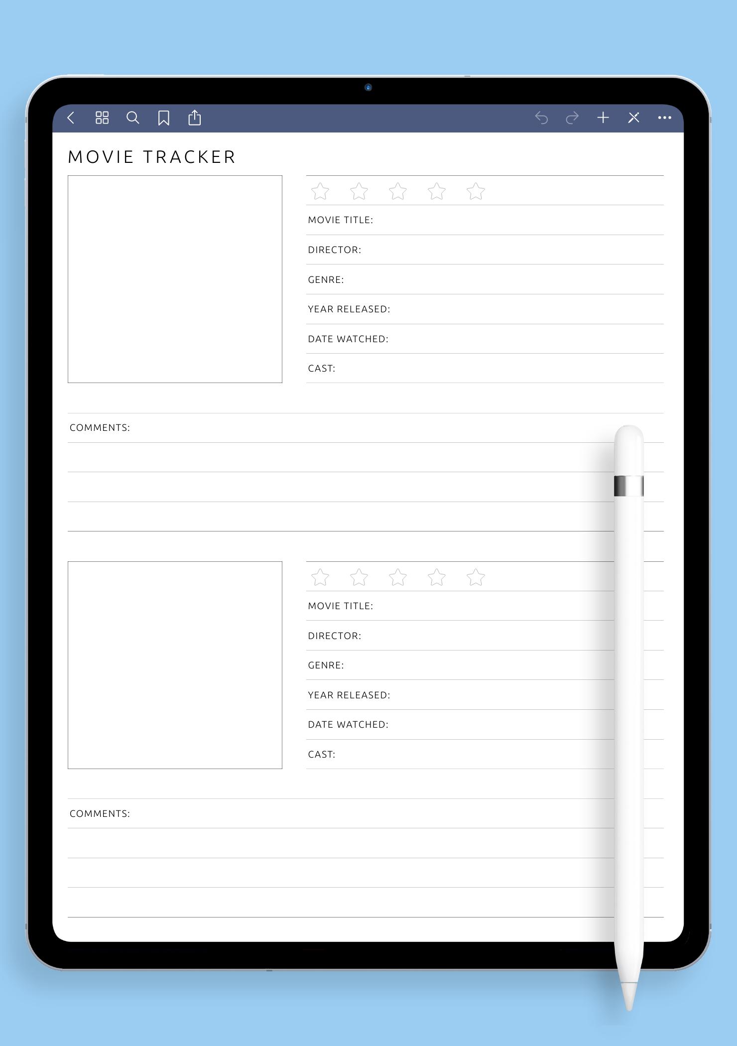 Download Printable Classic Movie Tracker Template PDF
