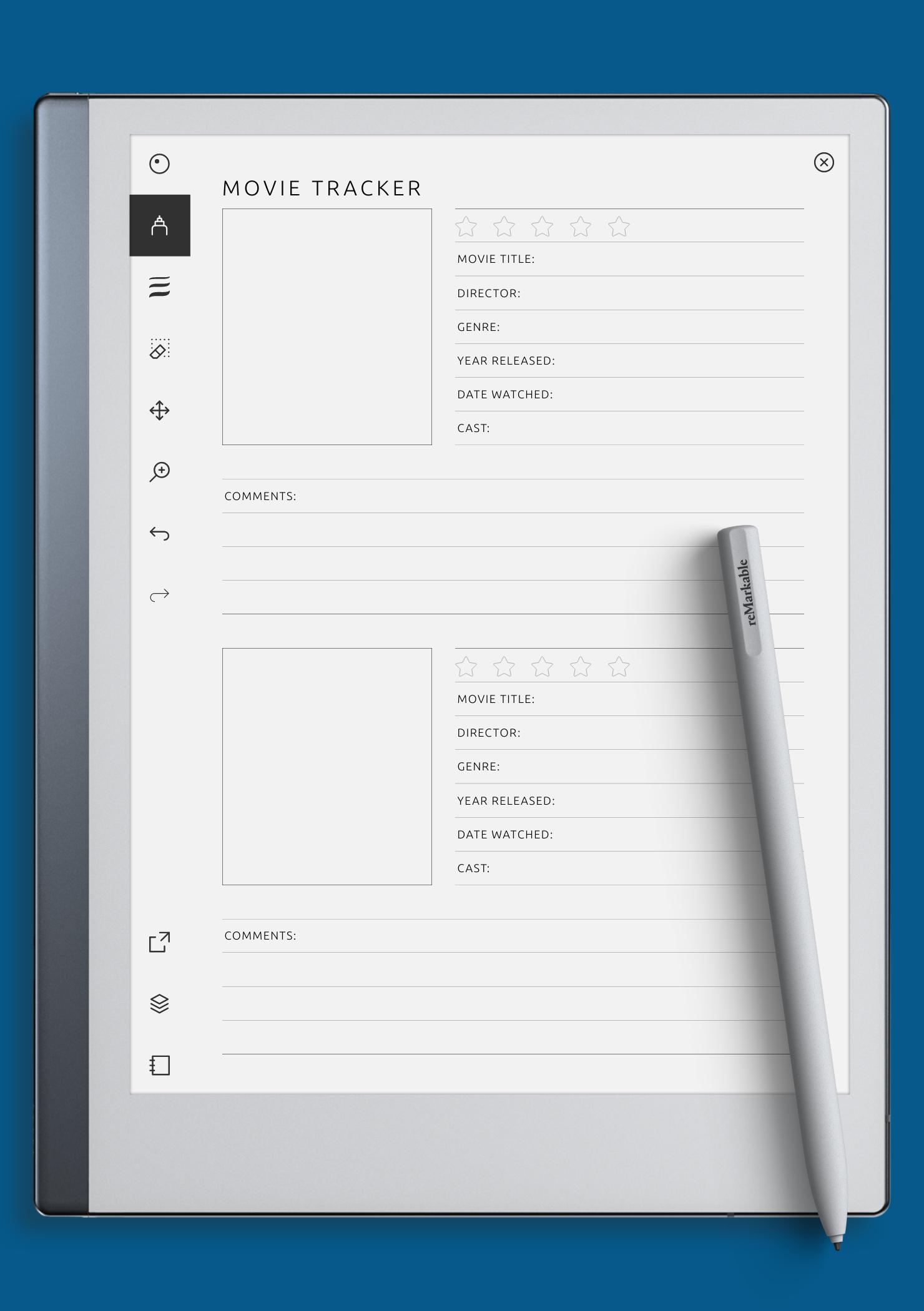 Download Printable Classic Movie Tracker Template PDF