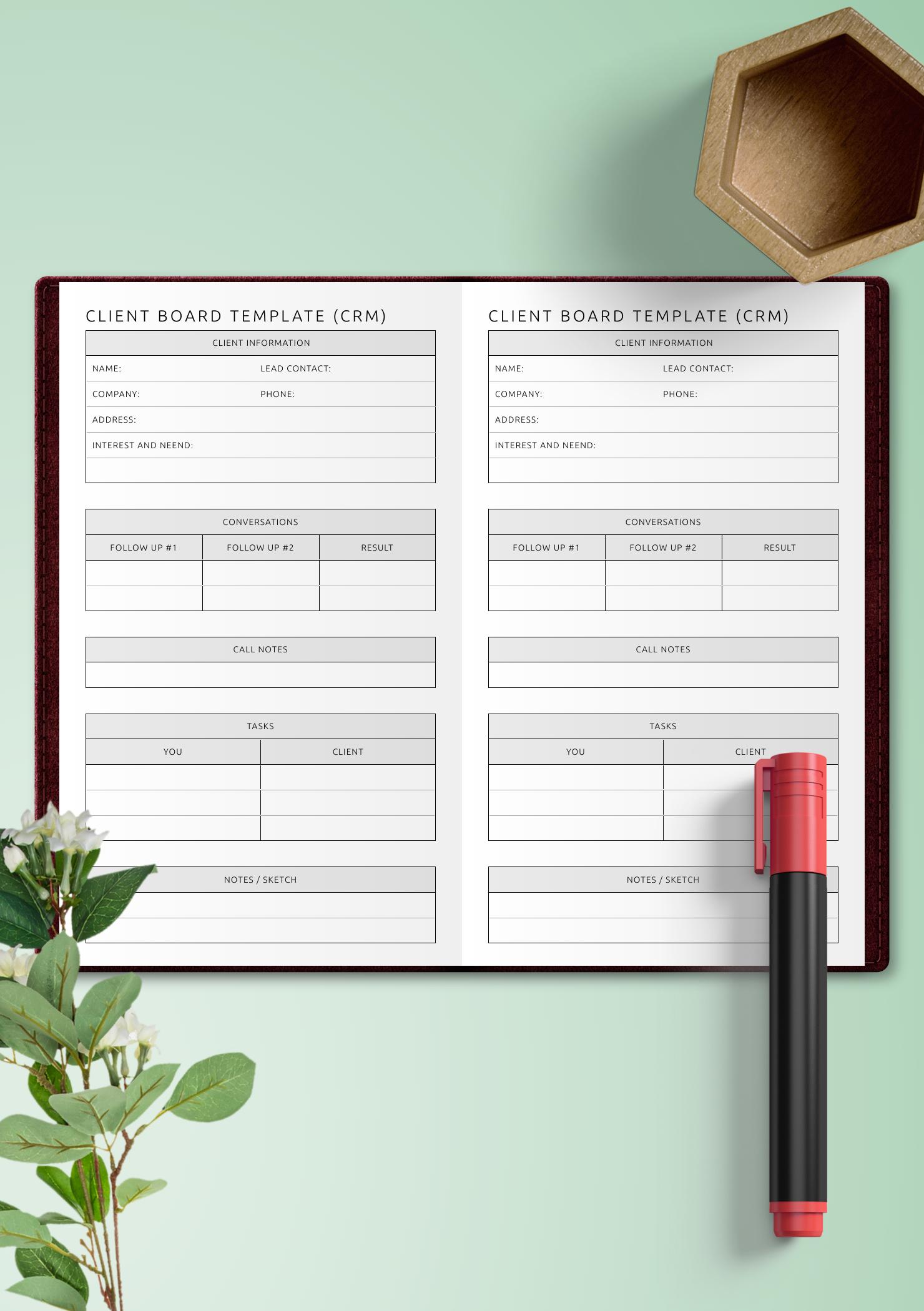 Download Printable Client Board Template PDF