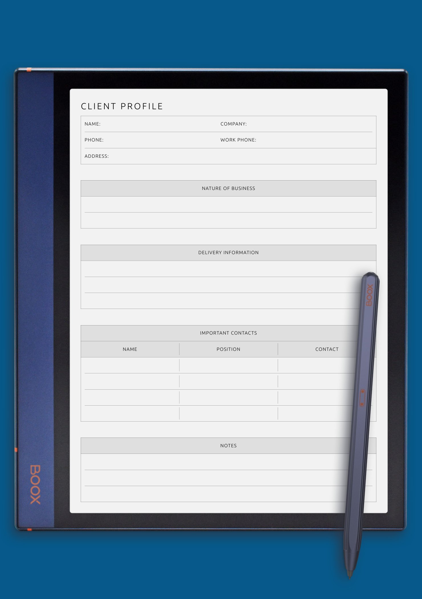 Client Profile Template – Customizable PDF for Easy Tracking