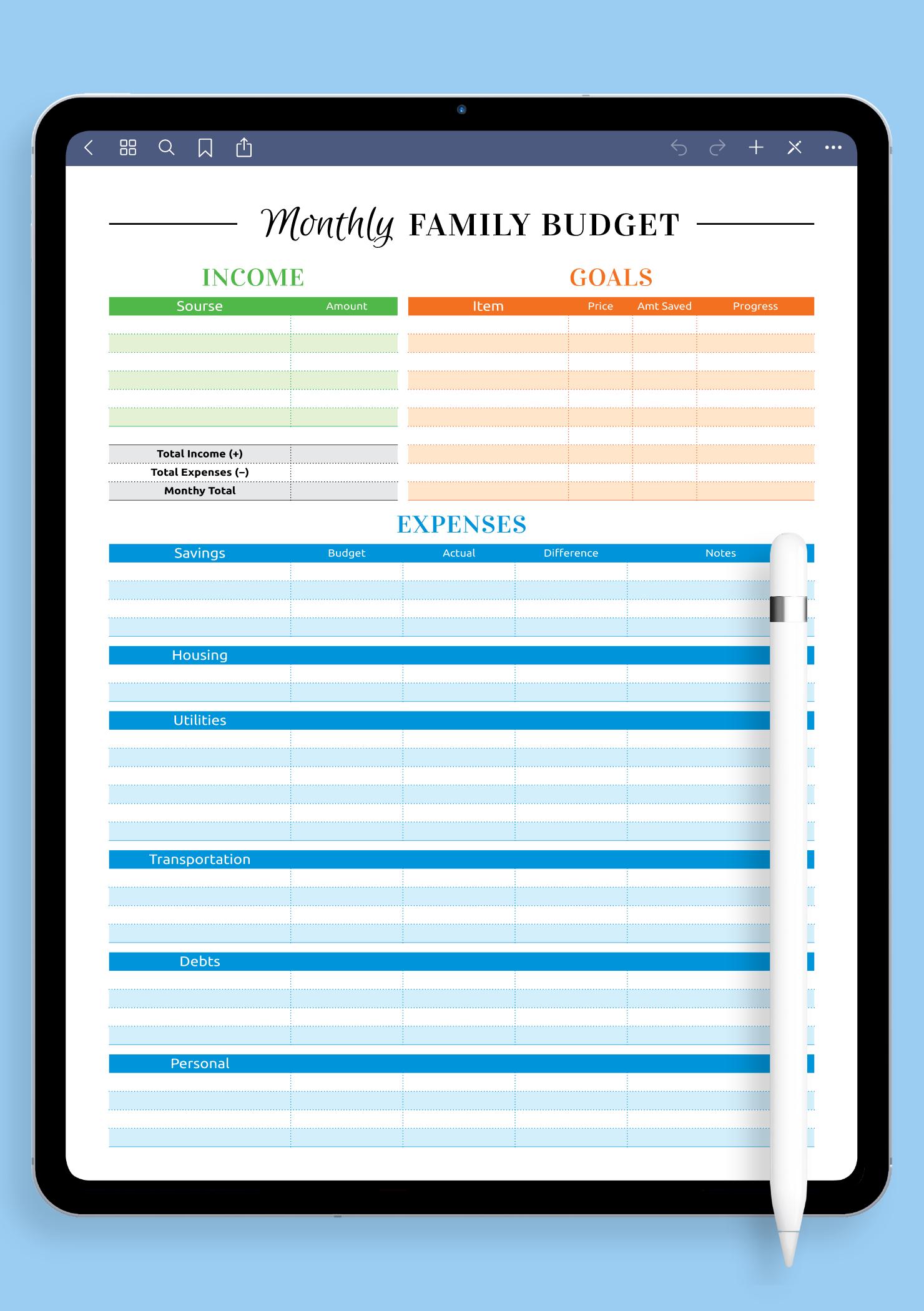 Family Budget Template PDF – Manage Household Finances Easily