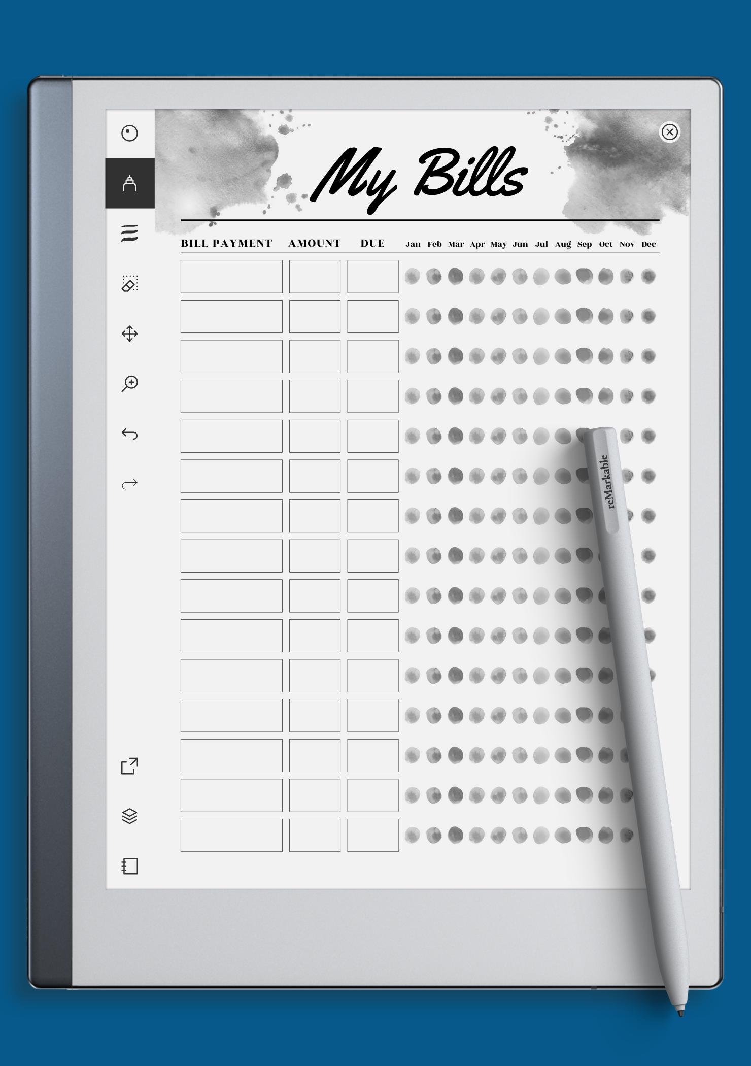 Download Printable Colored monthly budget template PDF