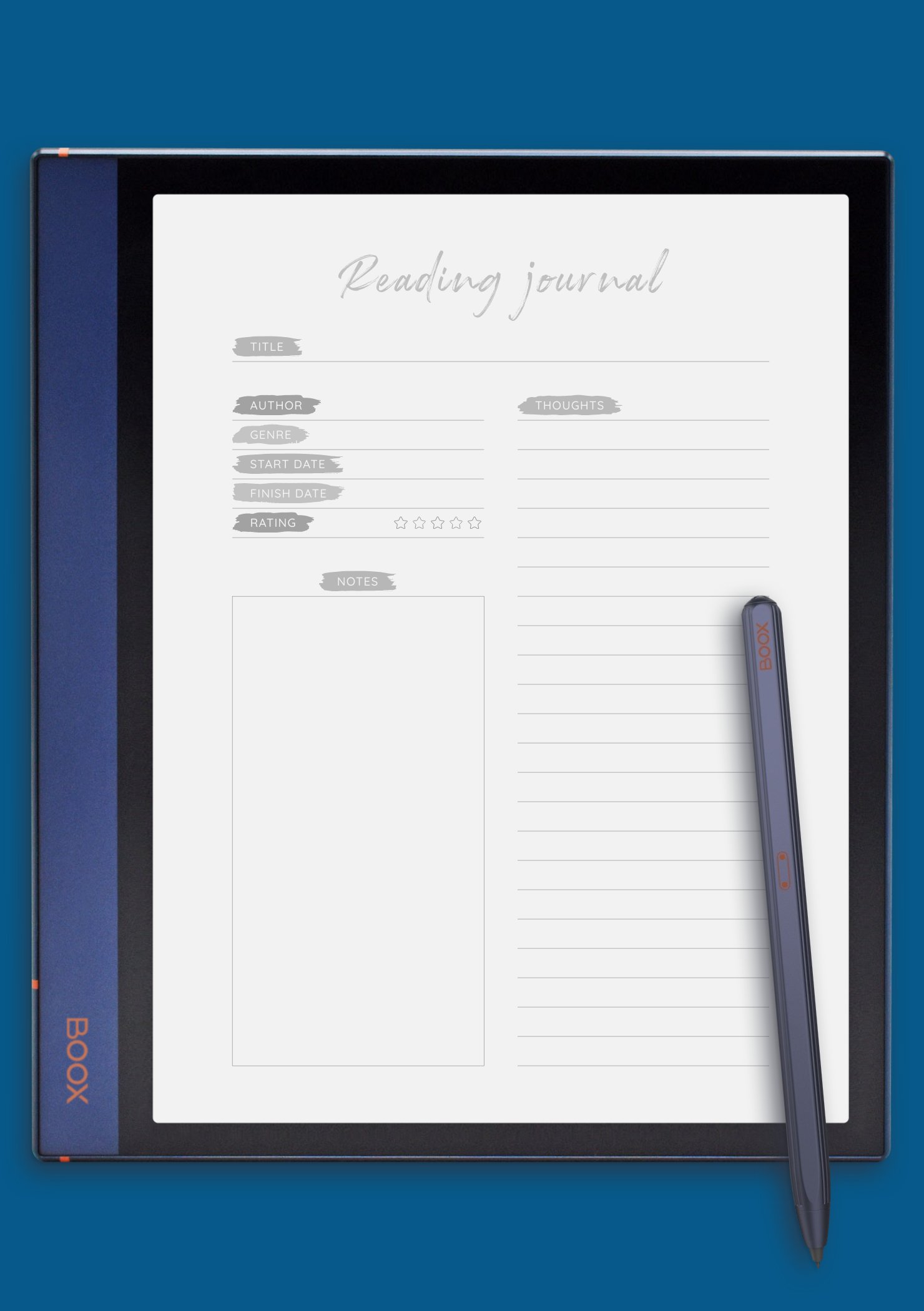 Download Printable Colored Reading Journal Template PDF