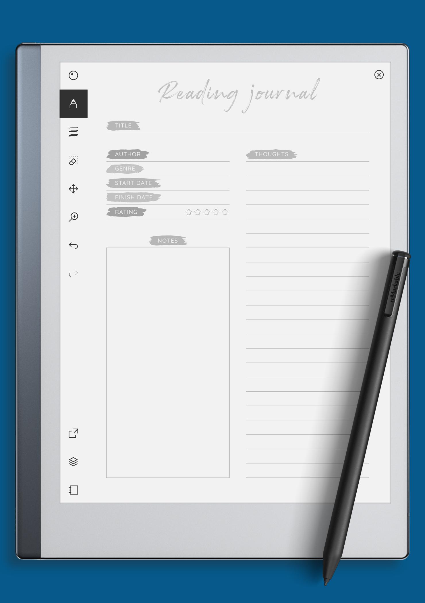 Download Printable Colored Reading Journal Template PDF