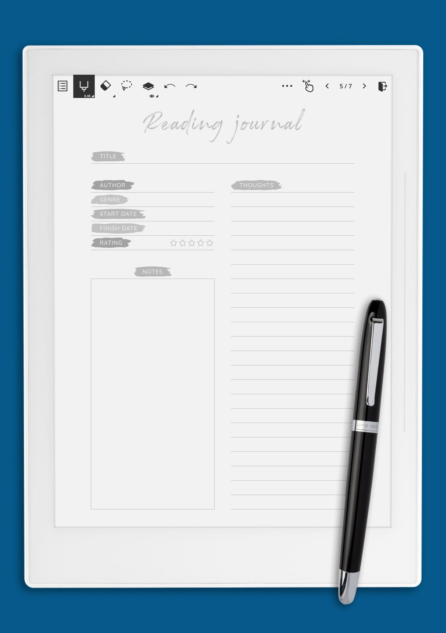 Download Printable Colored Reading Journal Template PDF