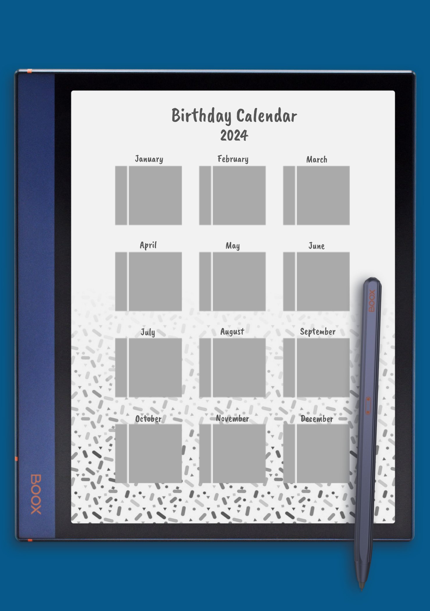 Download Printable Colorful Confetti Birthday Calendar PDF