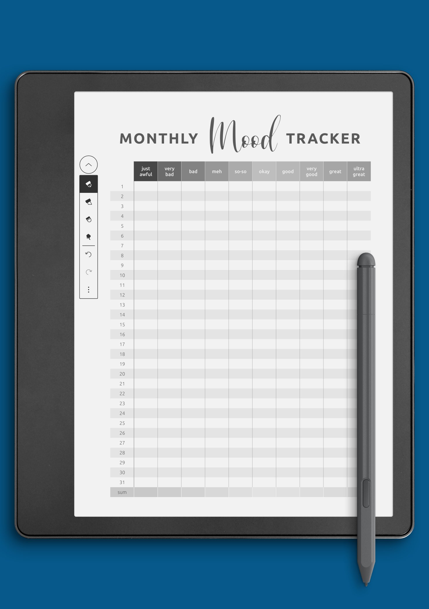 Download Printable Colorful Monthly Mood Tracker Template PDF