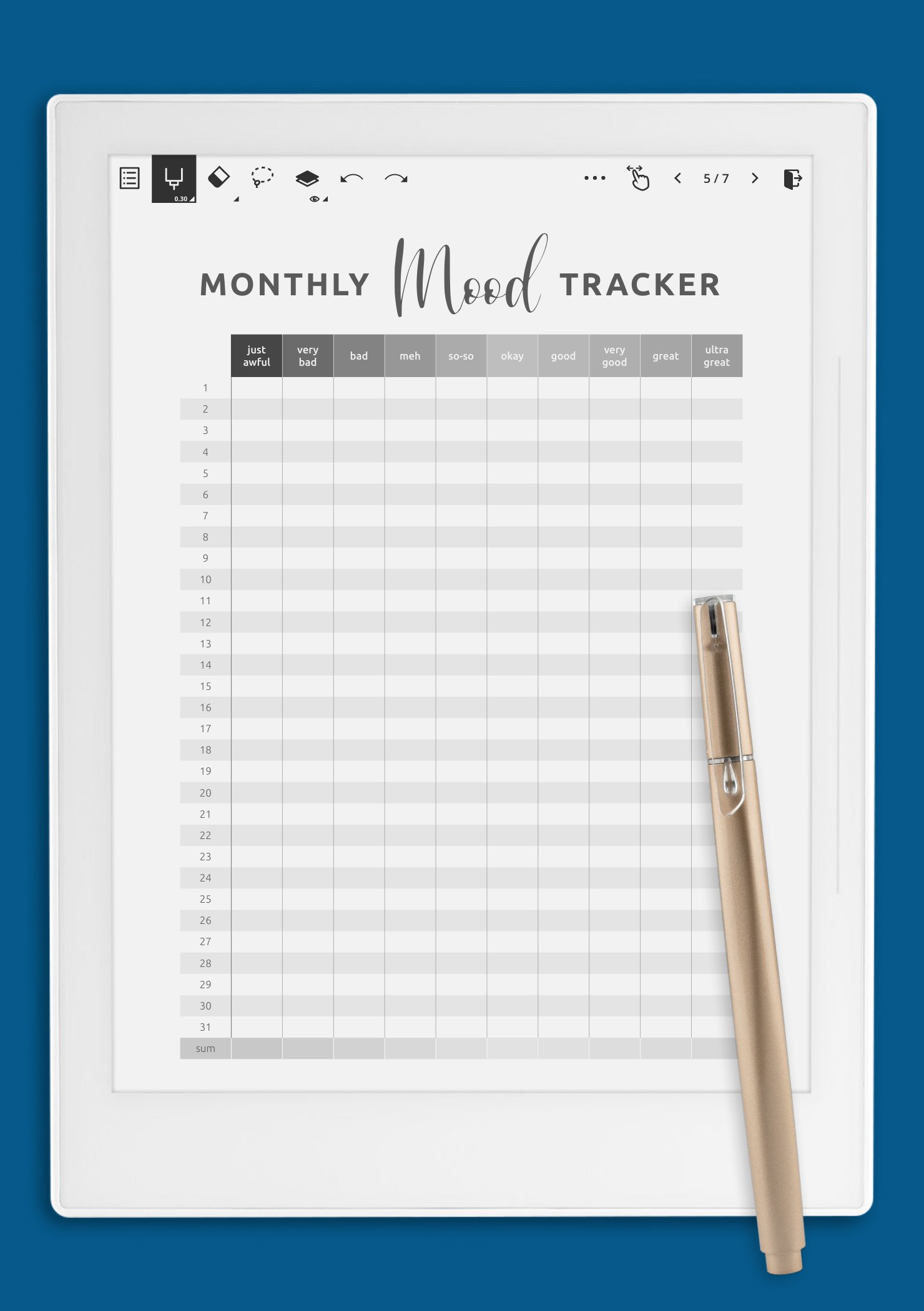 Download Printable Colorful Monthly Mood Tracker Template PDF