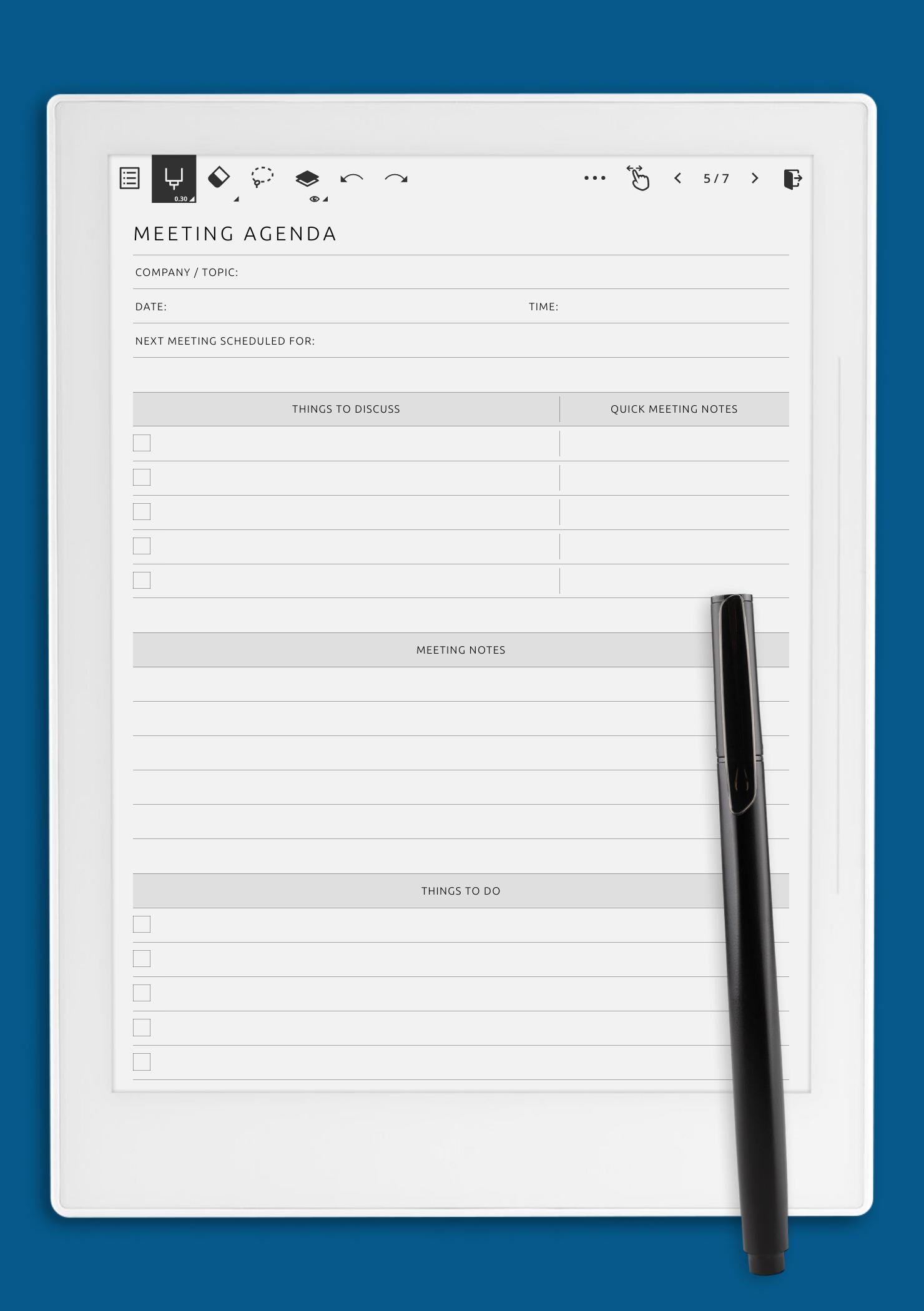 Download Printable Company Meeting Agenda Template PDF