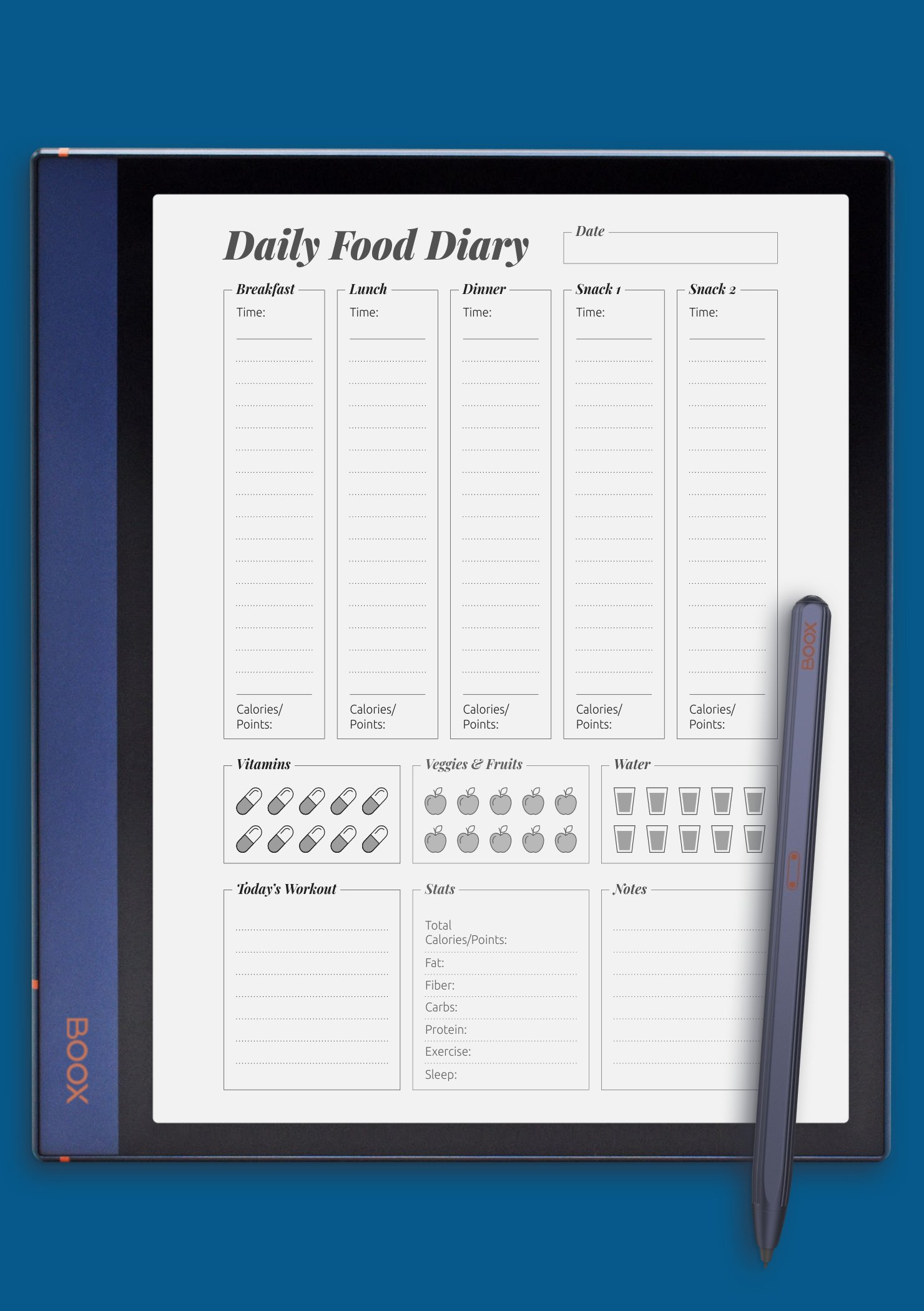 Download Printable Complex daily food diary PDF