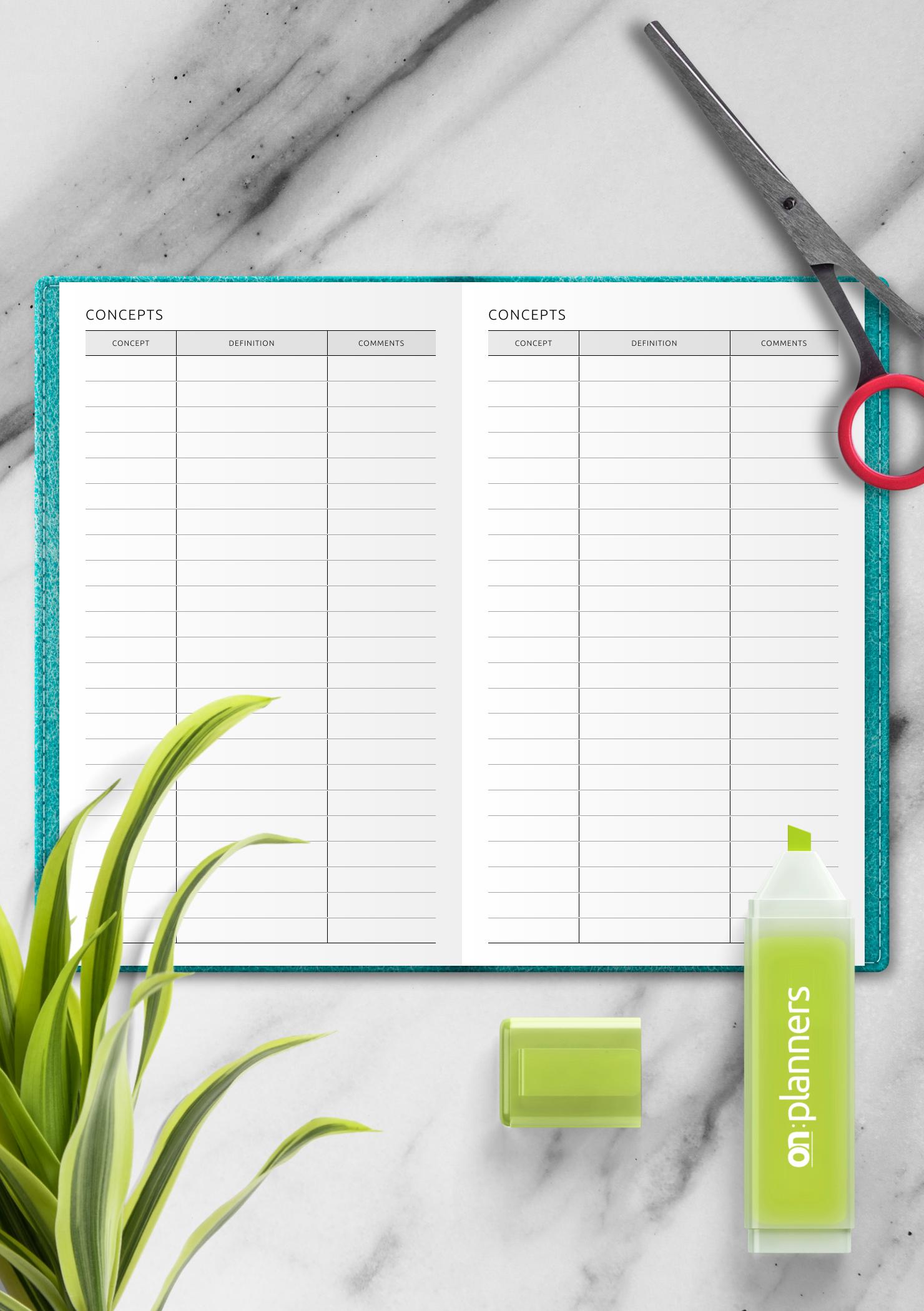 Download Printable Concepts Template PDF