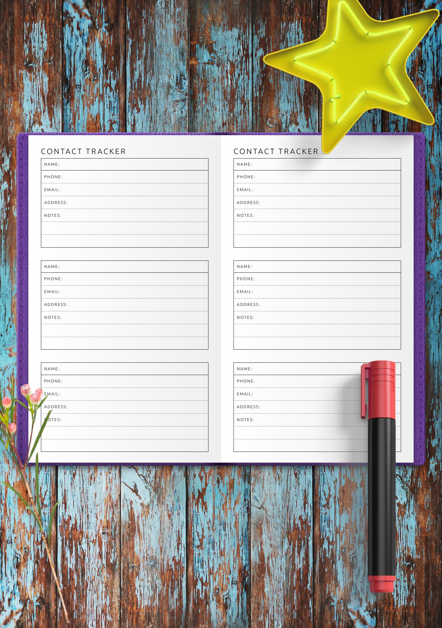 Download Printable Contact Tracker Template PDF