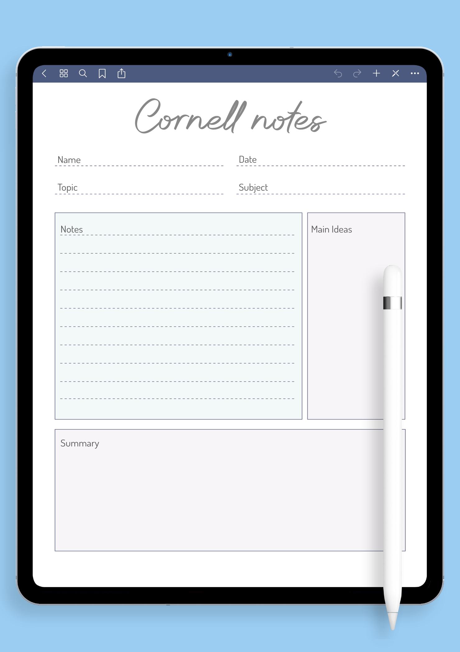Cornell Method Note-Taking Template – Study Smarter & Stay Organized