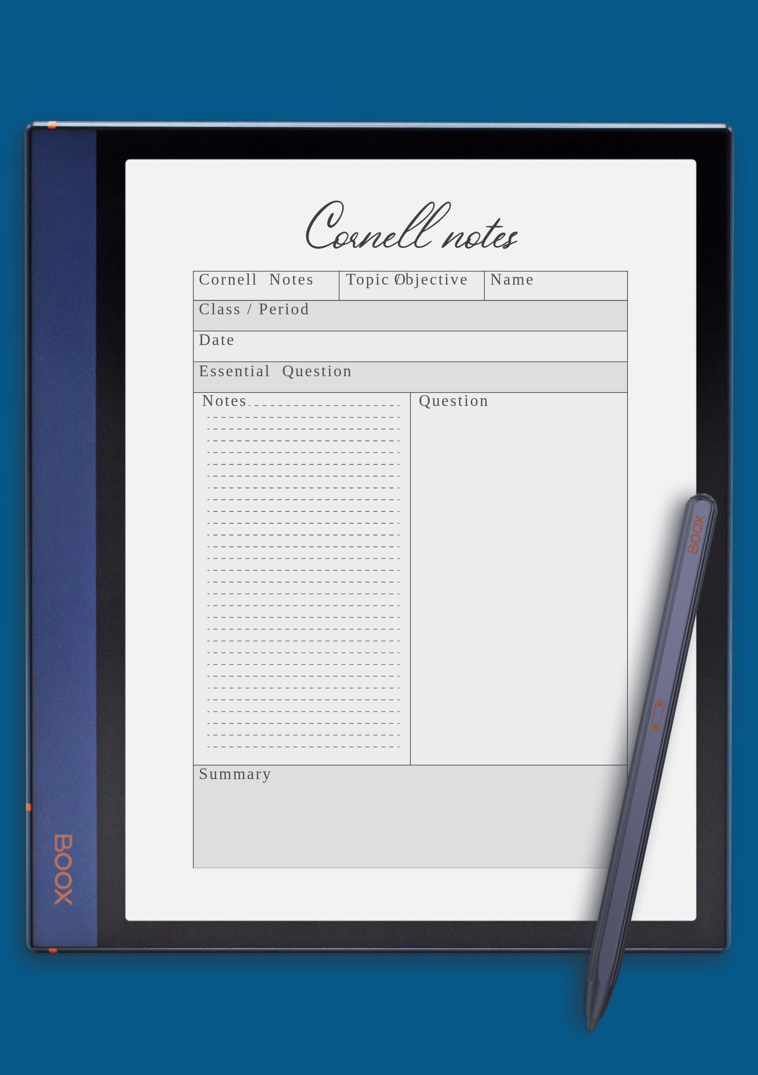 Download Printable Cornell Notes Worksheet PDF
