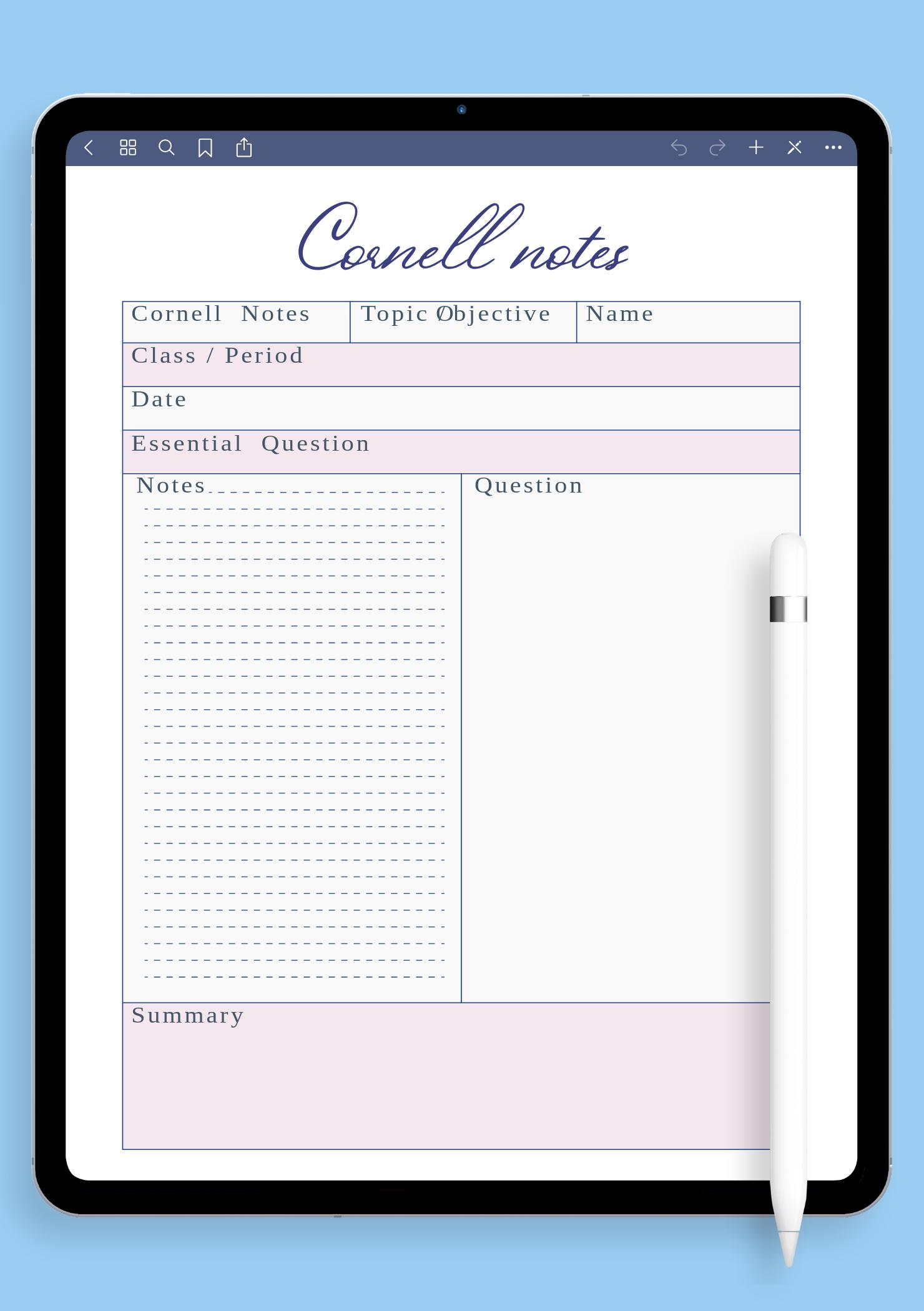 Download Printable Cornell Notes Worksheet PDF