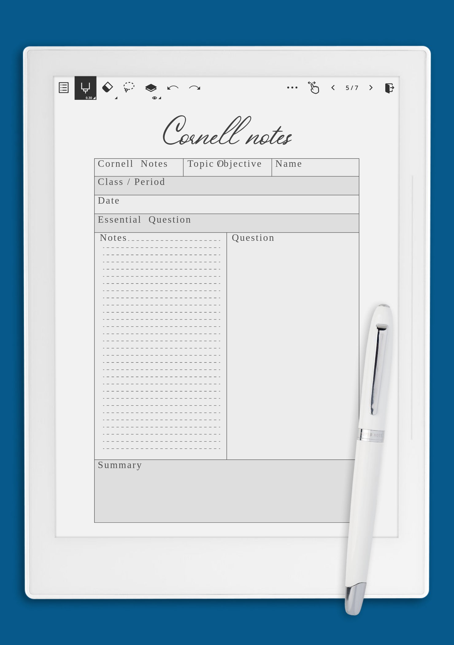 Download Printable Cornell Notes Worksheet PDF