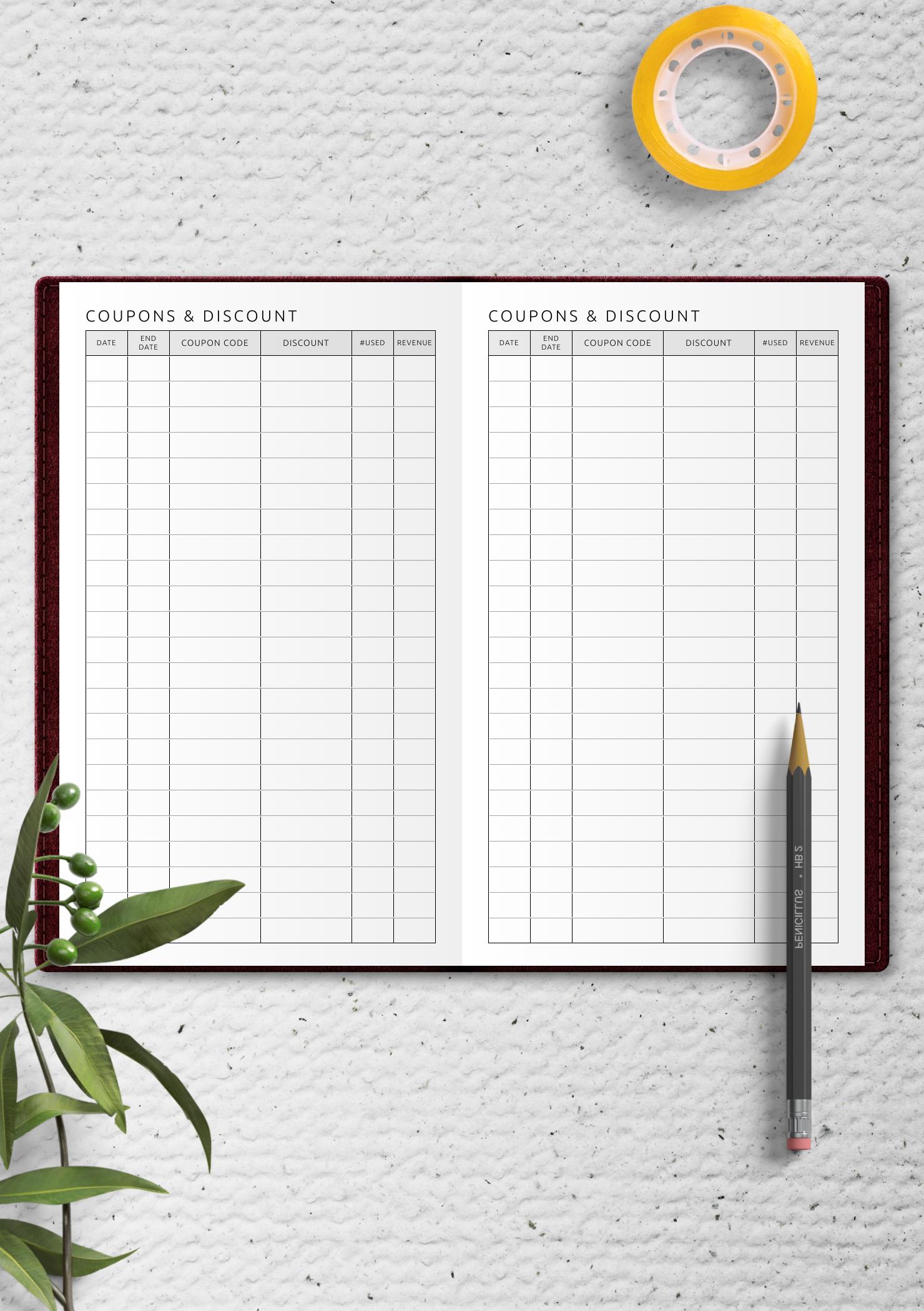 Download Printable Coupons & Discount Tracker PDF