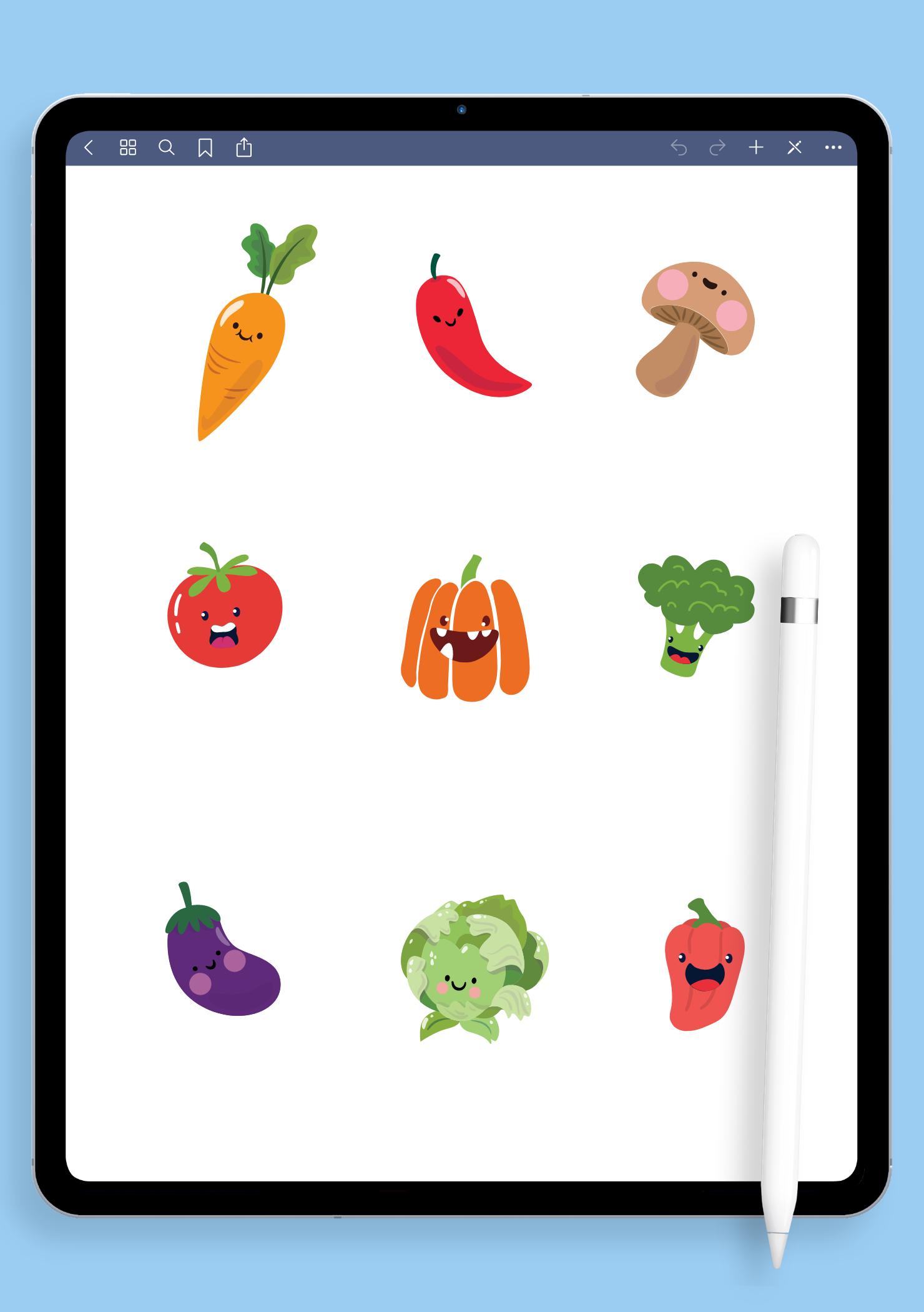 Download Cute Vegetables Sticker Pack PNG