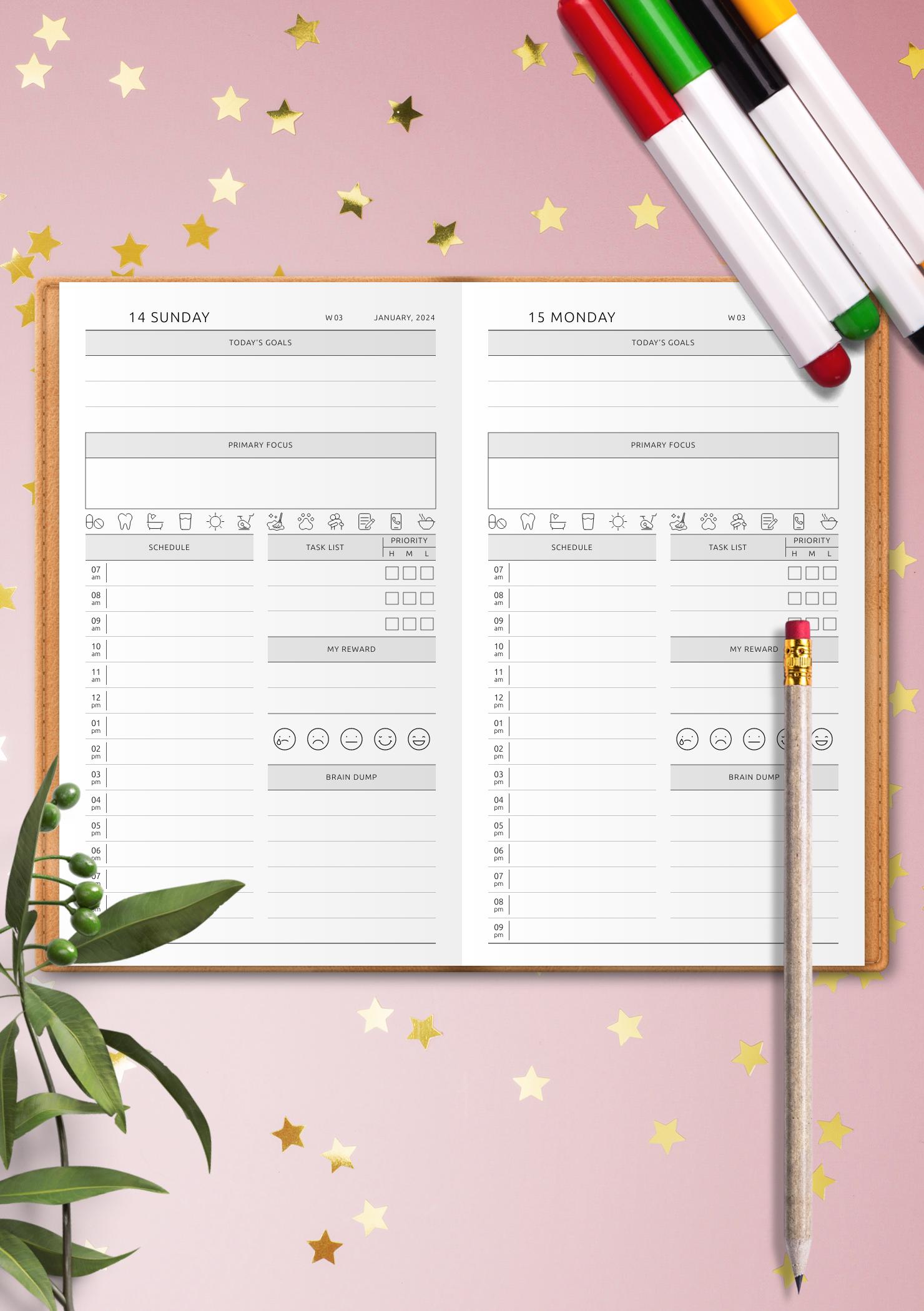 Download Printable Printable ADHD Daily Planner – Focus & Organization PDF
