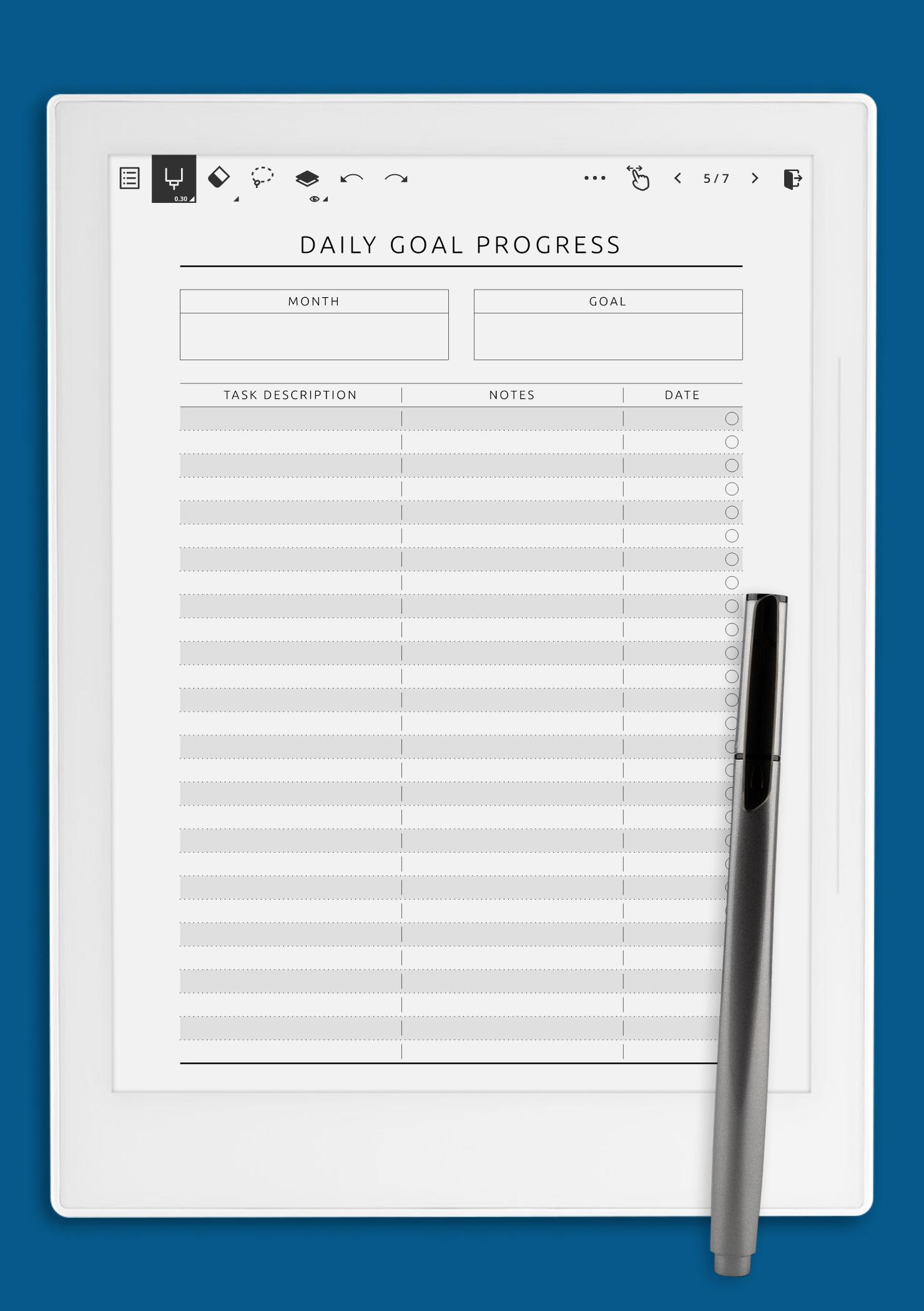 Download Printable Daily Goal Progress PDF